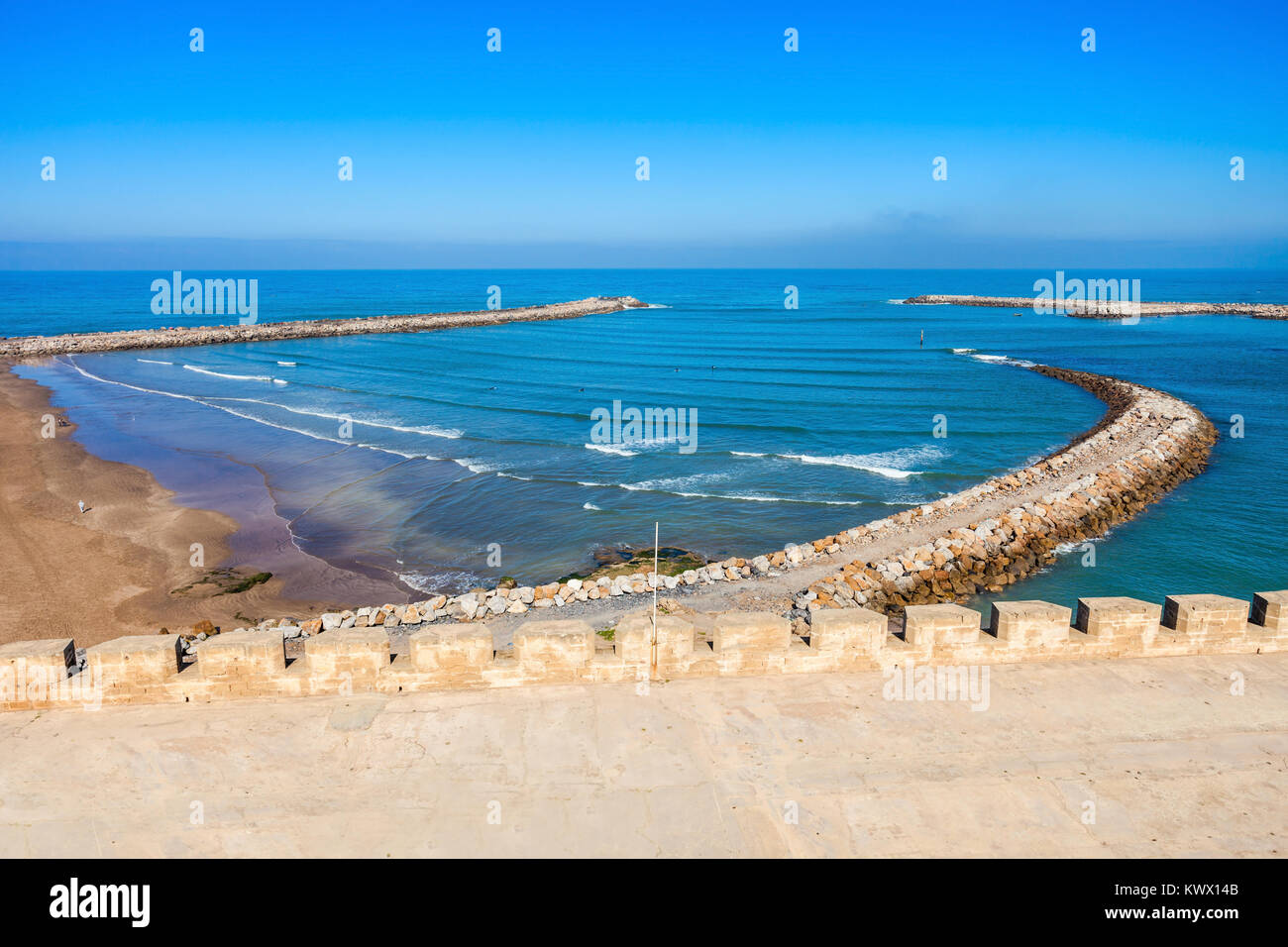 Rabat beach aerial panoramic view from the Kasbah of the Udayas ...