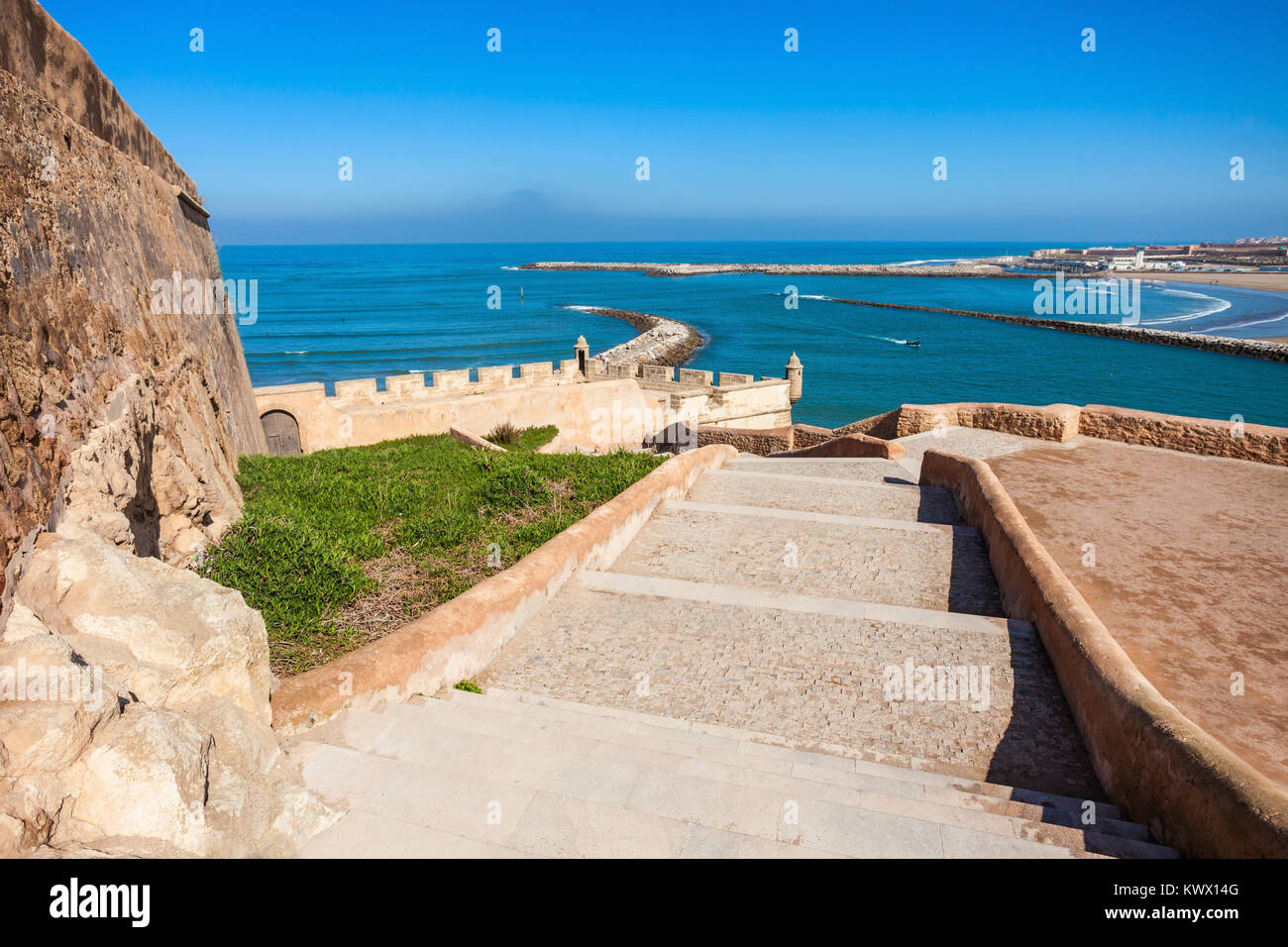 Rabat beach aerial panoramic view from the Kasbah of the Udayas ...