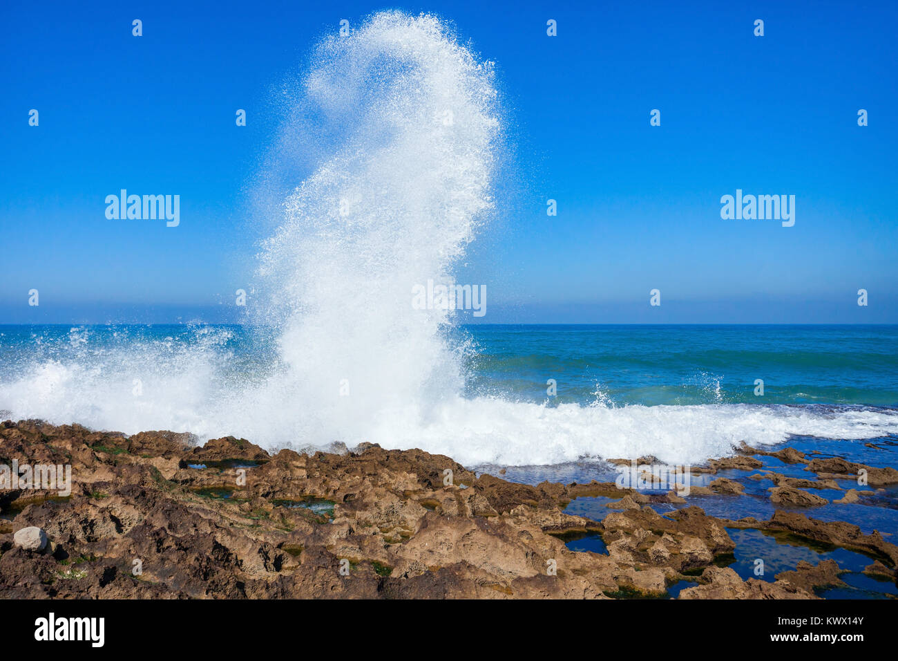 Very big wave on the Atlantic ocean coast near the Lighthouse and ...