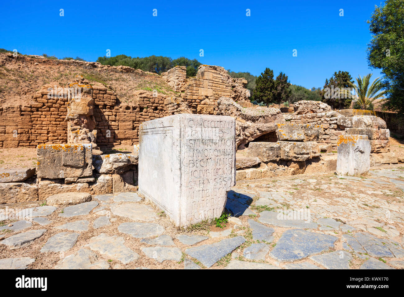 Rabat Chellah ruins. Chellah is a medieval fortified necropolis located ...