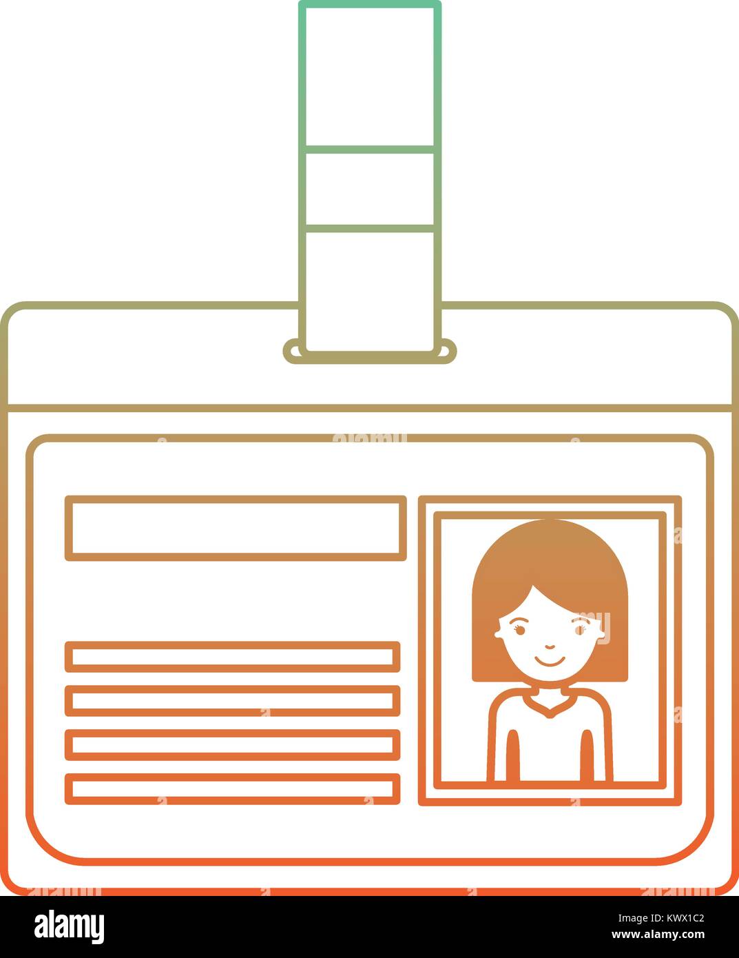 identification card with half body woman picture with hair middle ...