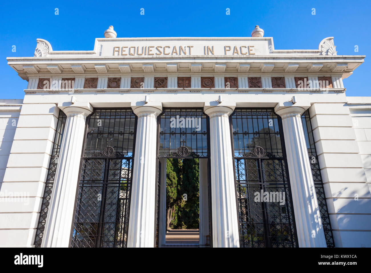 La Recoleta Cemetery (Cementerio de la Recoleta) entrance gate. It is a ...