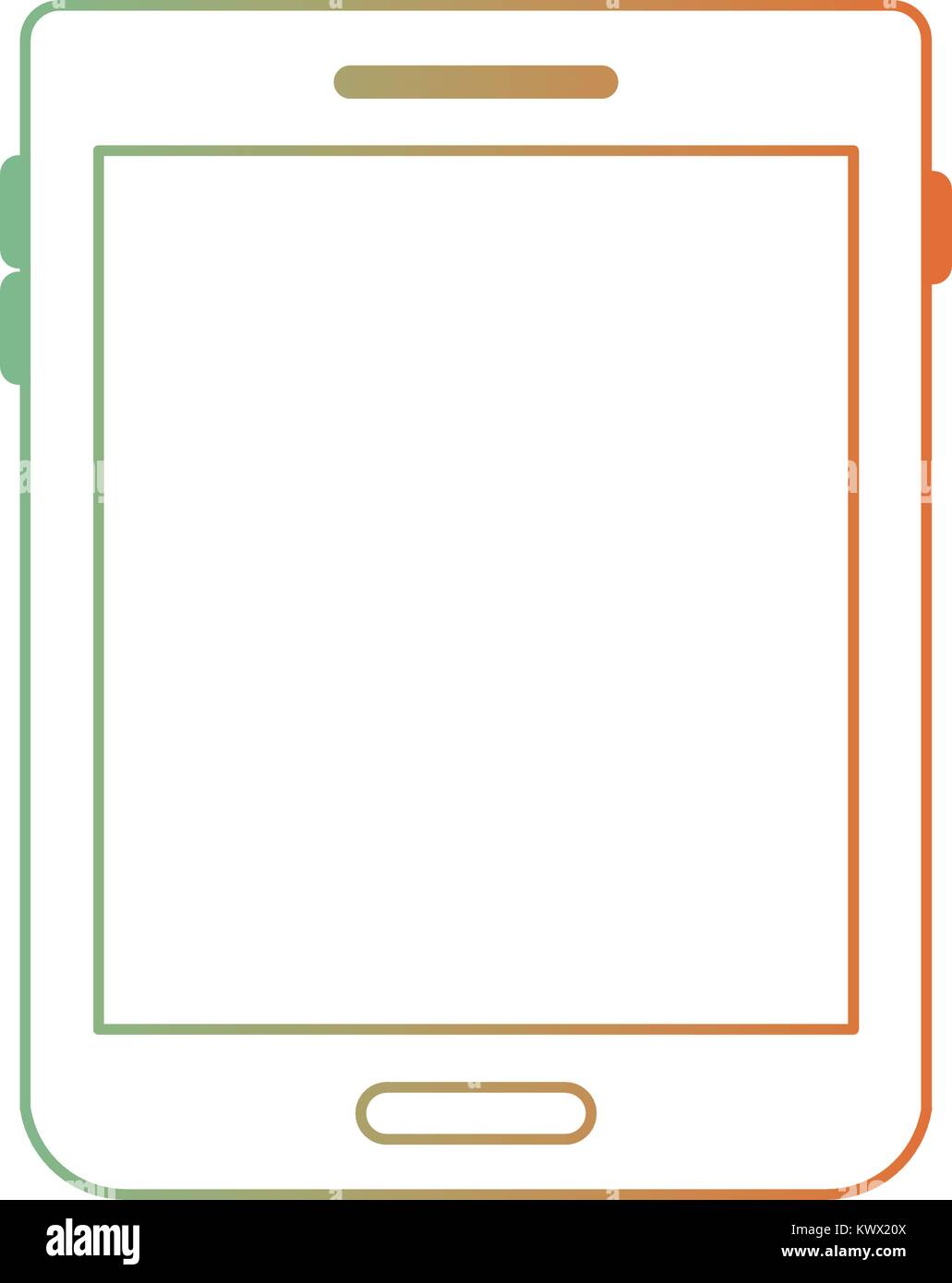 tablet device icon in degraded green to red color silhouette Stock ...