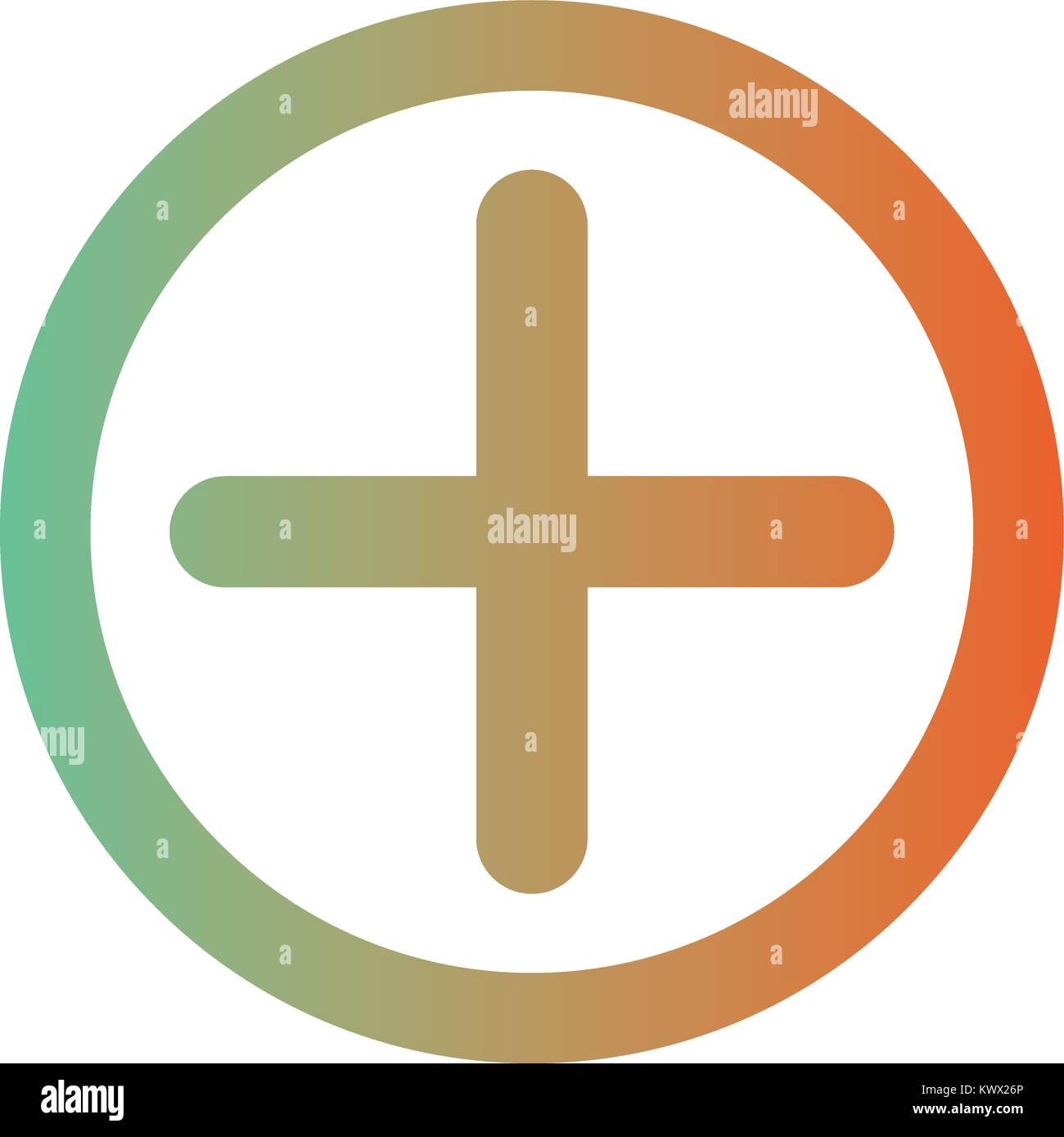 plus icon in circle in degraded green to red color silhouette Stock ...