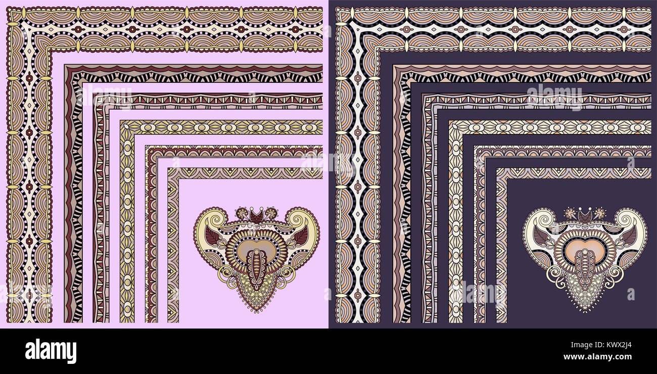 set of floral corner pattern to decorative frame design Stock Vector ...