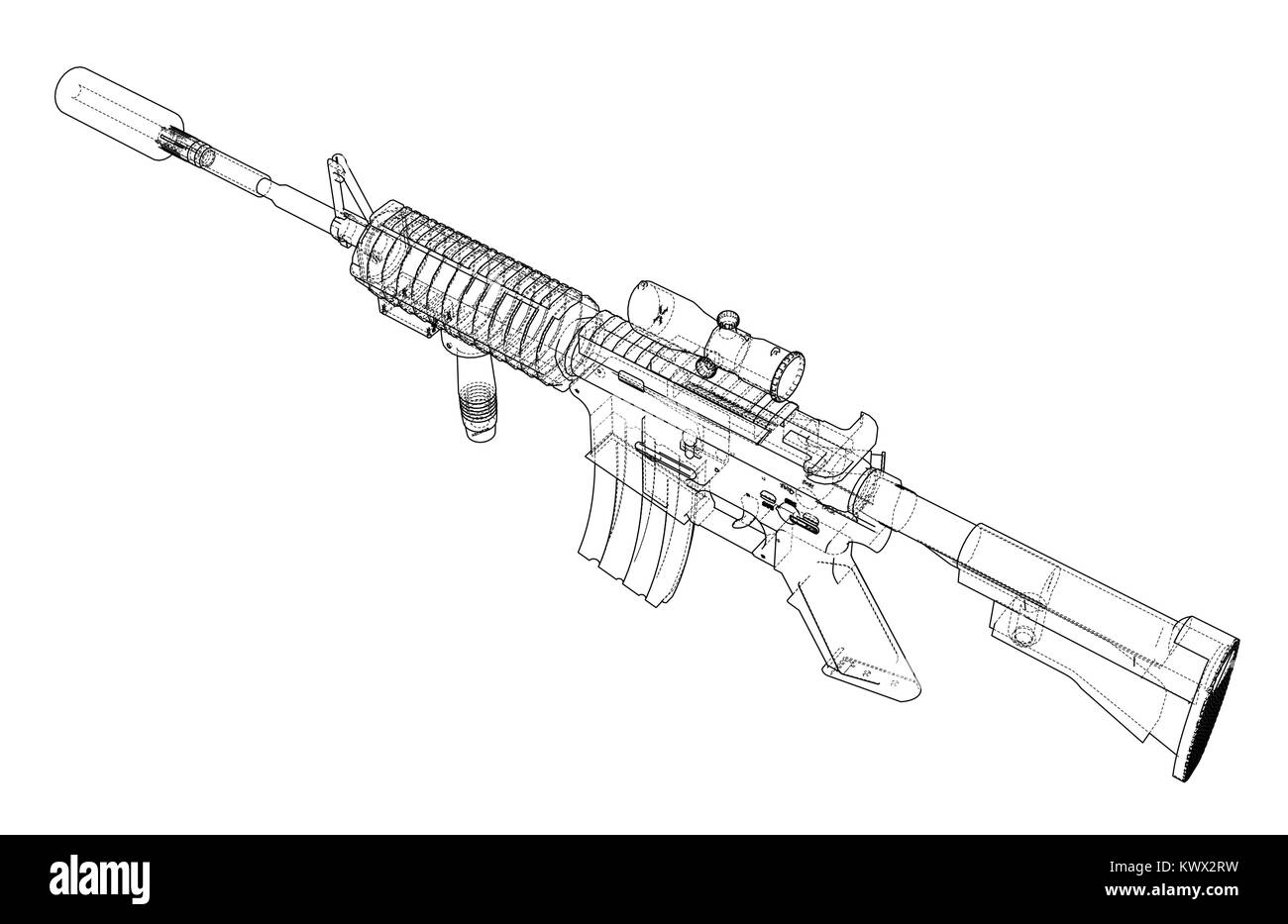 Machine Gun. Vector rendering of 3d Stock Vector Image & Art - Alamy