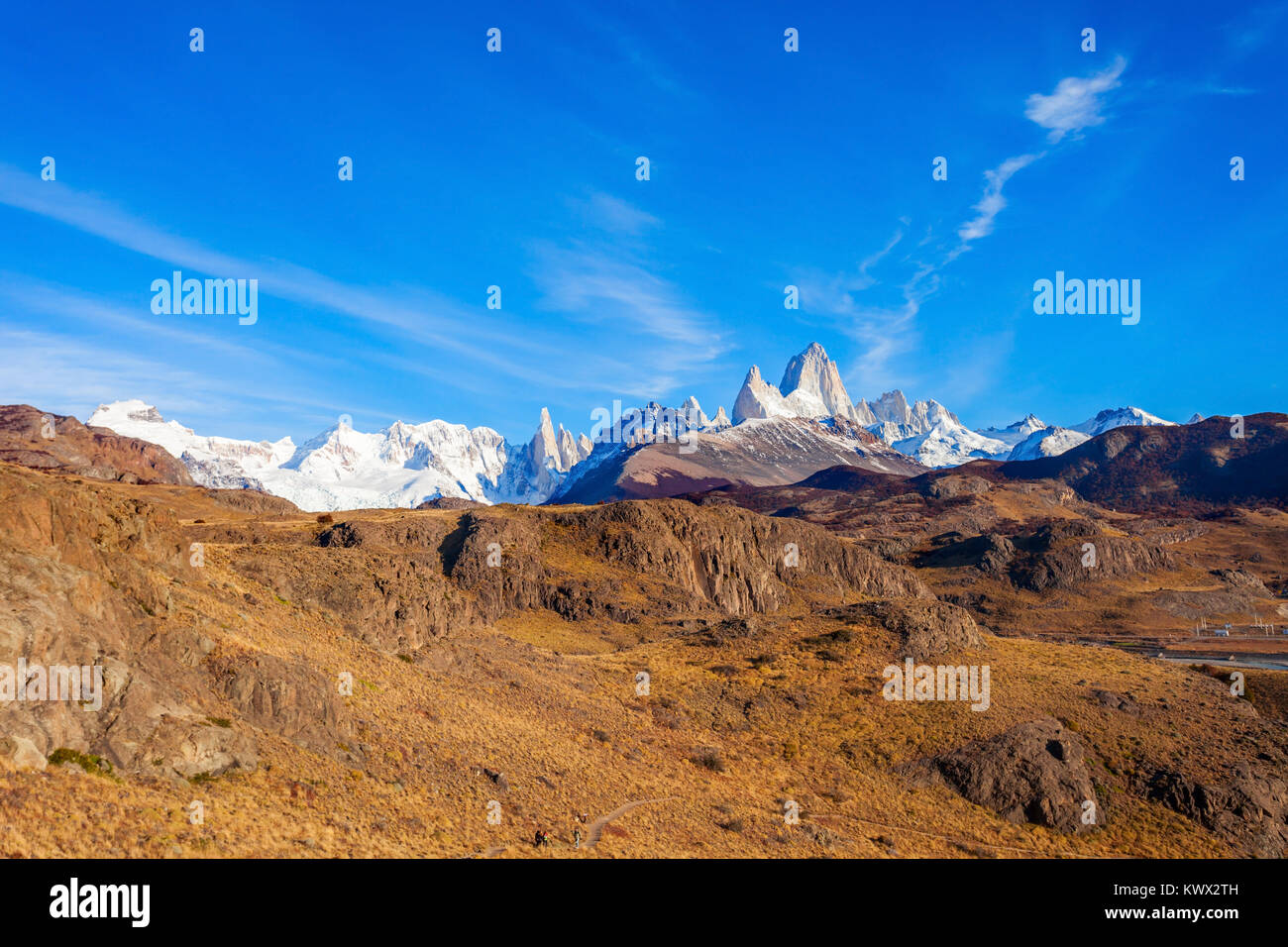 Fitz Roy mountain panoramic view. Fitz Roy is a mountain located near ...