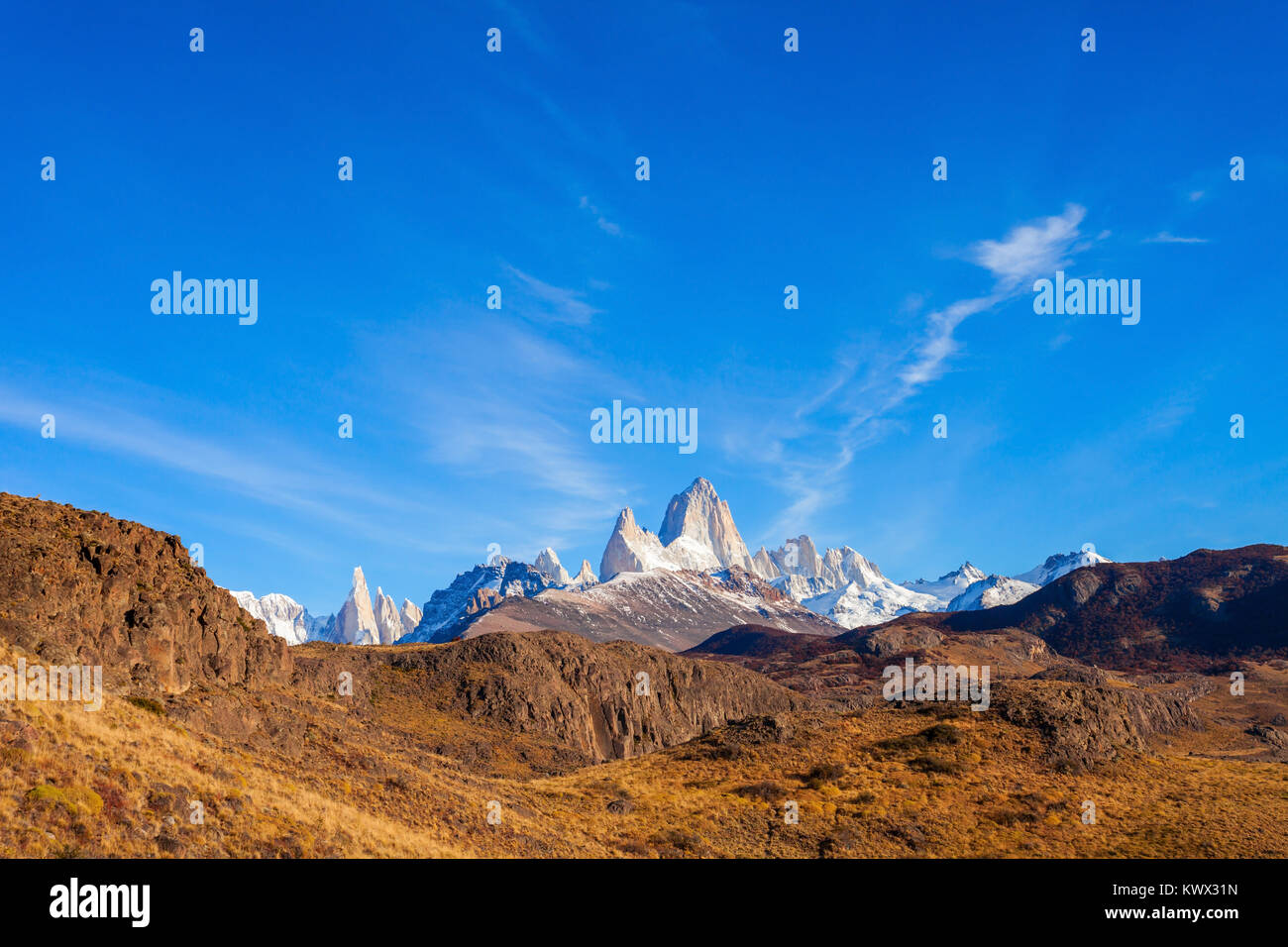Fitz Roy mountain panoramic view. Fitz Roy is a mountain located near ...