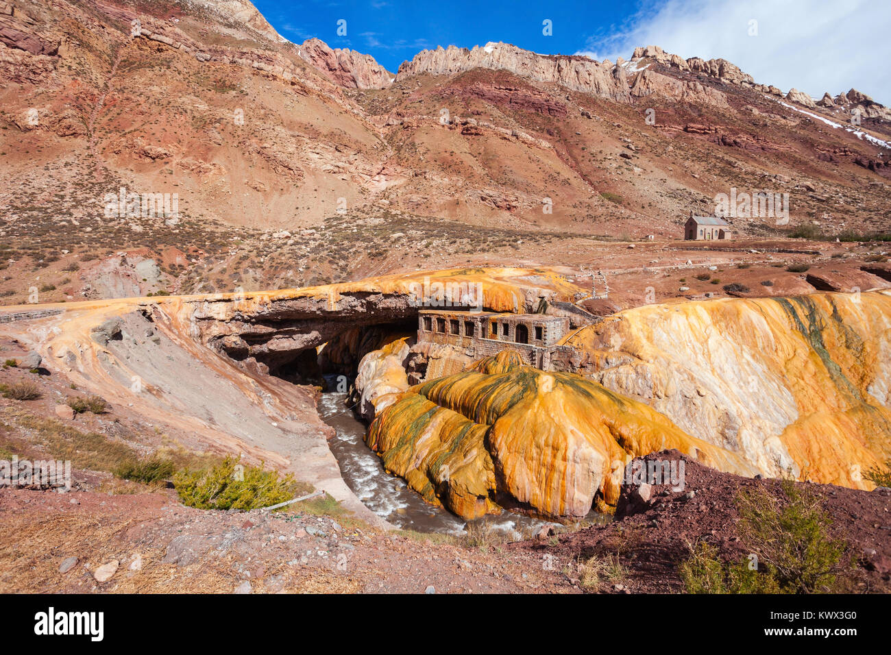 The Inca's Bridge "Puente del Inca" in Argentina. Inca bridge is a ...