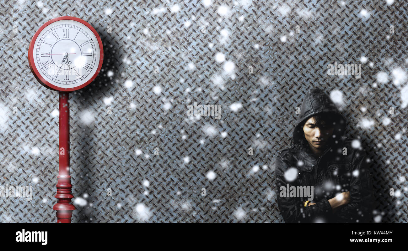 Sad man in snow hi-res stock photography and images - Alamy
