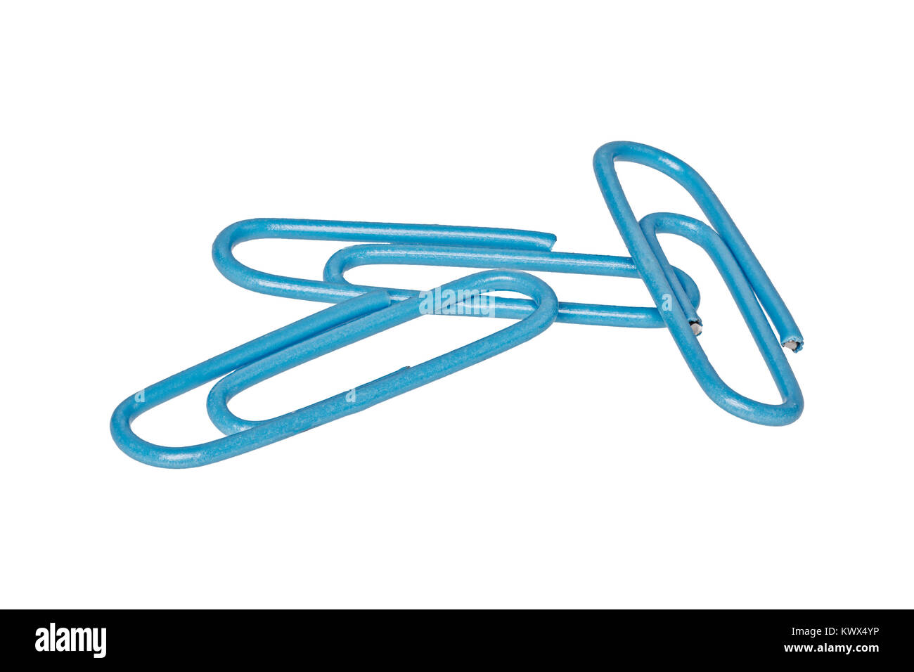 Blue paper clips isolated on a white background Stock Photo - Alamy