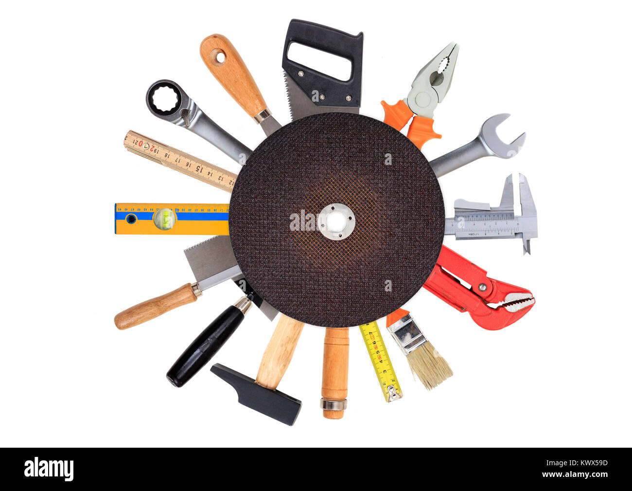 Tools construction set on Cut Out Stock Images & Pictures - Alamy