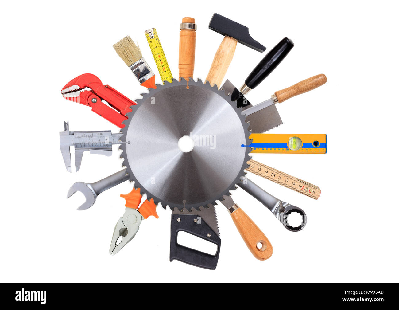 Set of hand tools on white background Stock Photo - Alamy