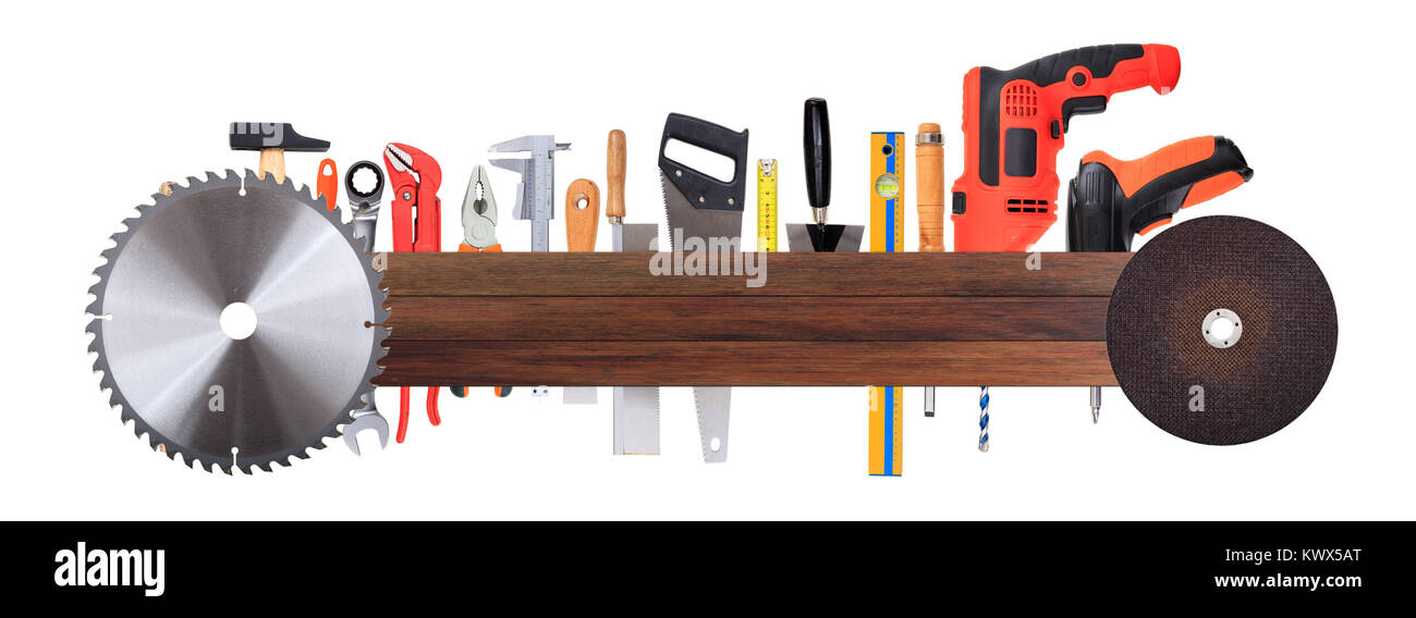 Set of hand tools on white background Stock Photo - Alamy