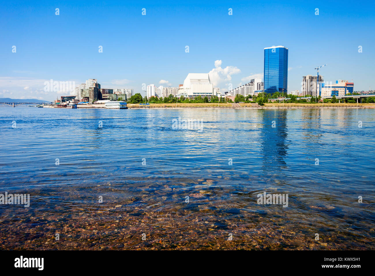 Krasnoyarsk city on Yenisey river bank in Siberia, Russia Stock Photo ...