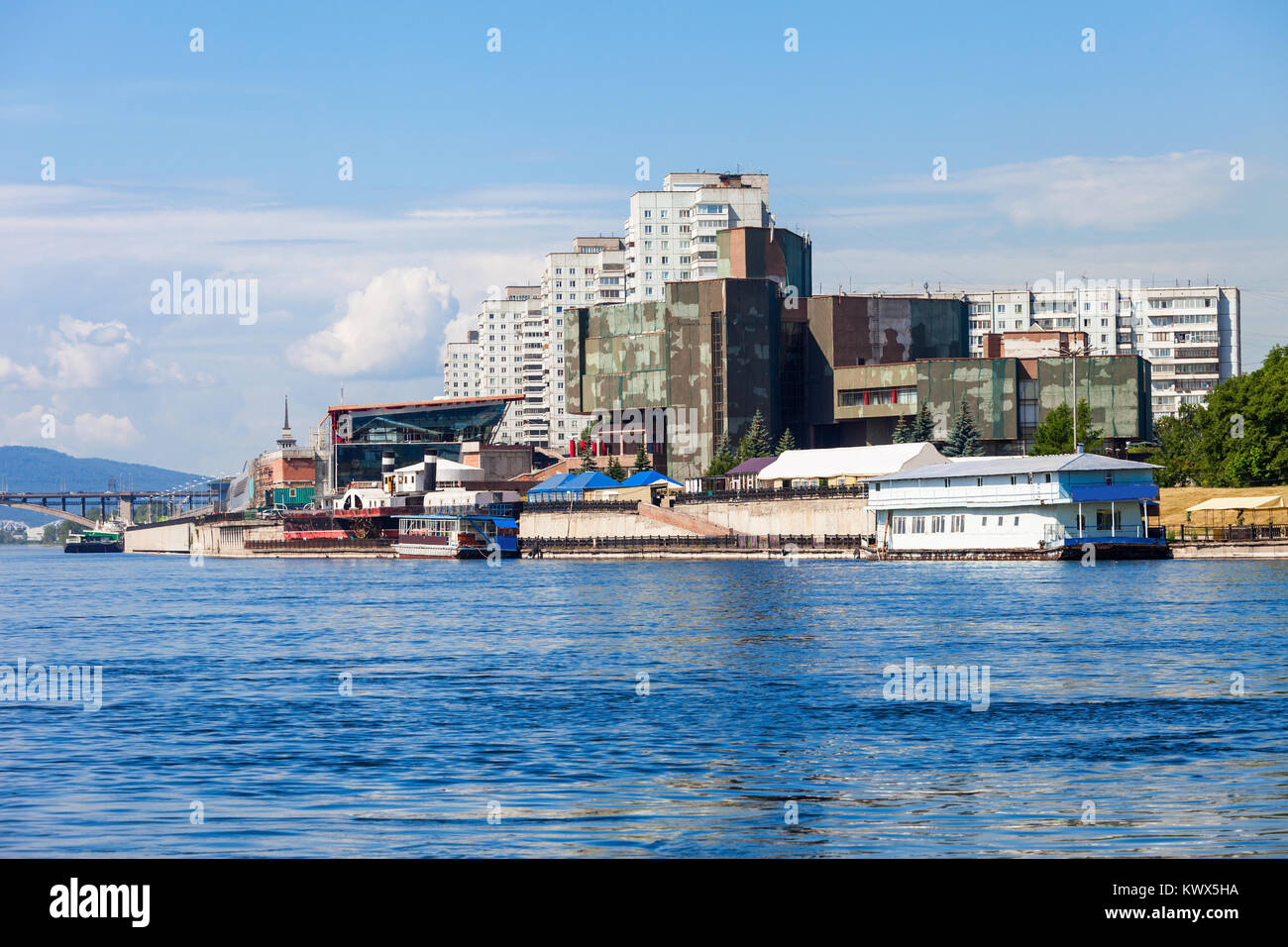 Krasnoyarsk city on Yenisey river bank in Siberia, Russia Stock Photo ...