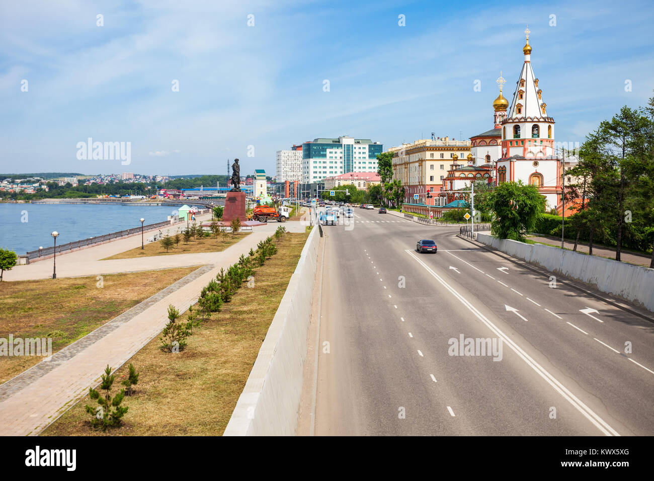 Cathedral of The Epiphany in the center of Irkutsk city, Russia ...