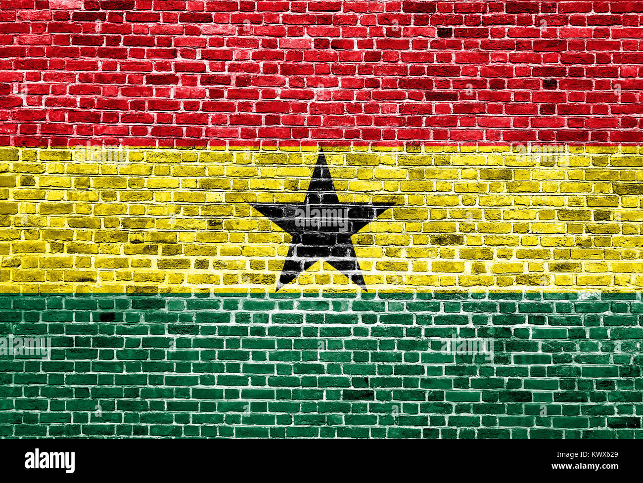 Flag of Ghana painted on brick wall, background texture Stock Photo - Alamy