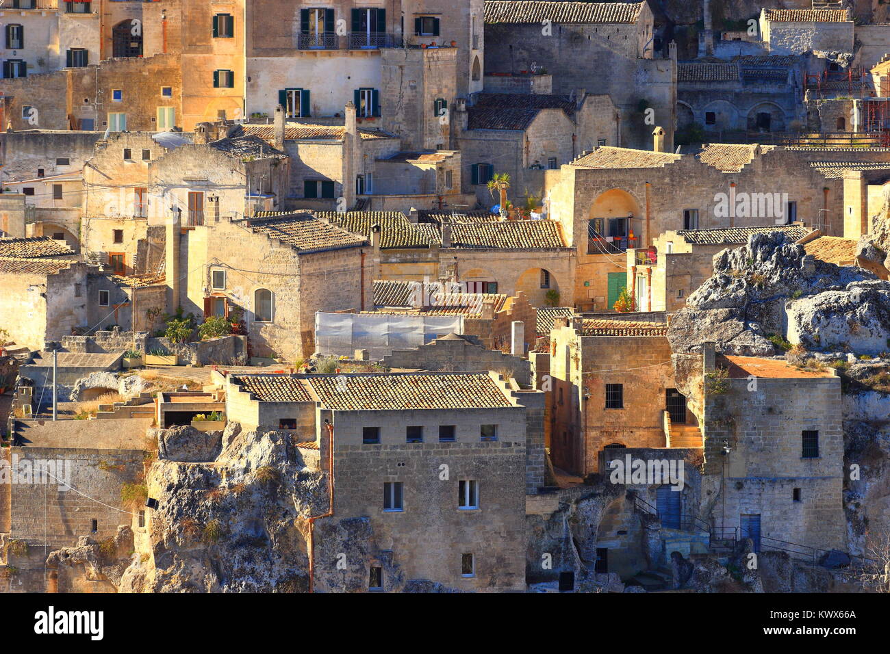Old stone houses in Matera town, Italy, one of the oldest town in the ...