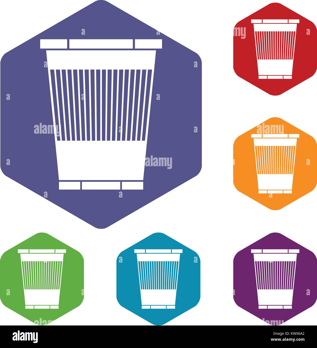 Trash can icons set rhombus in different colors isolated on white ...