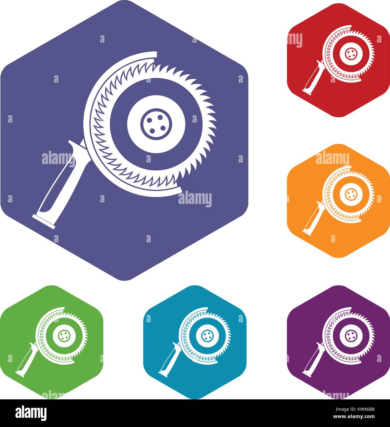 Circle saw icons set rhombus in different colors isolated on white ...