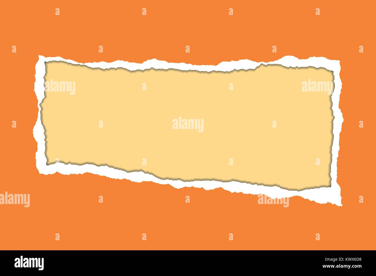 vector realistic illustration of orange torn paper on yellow background ...