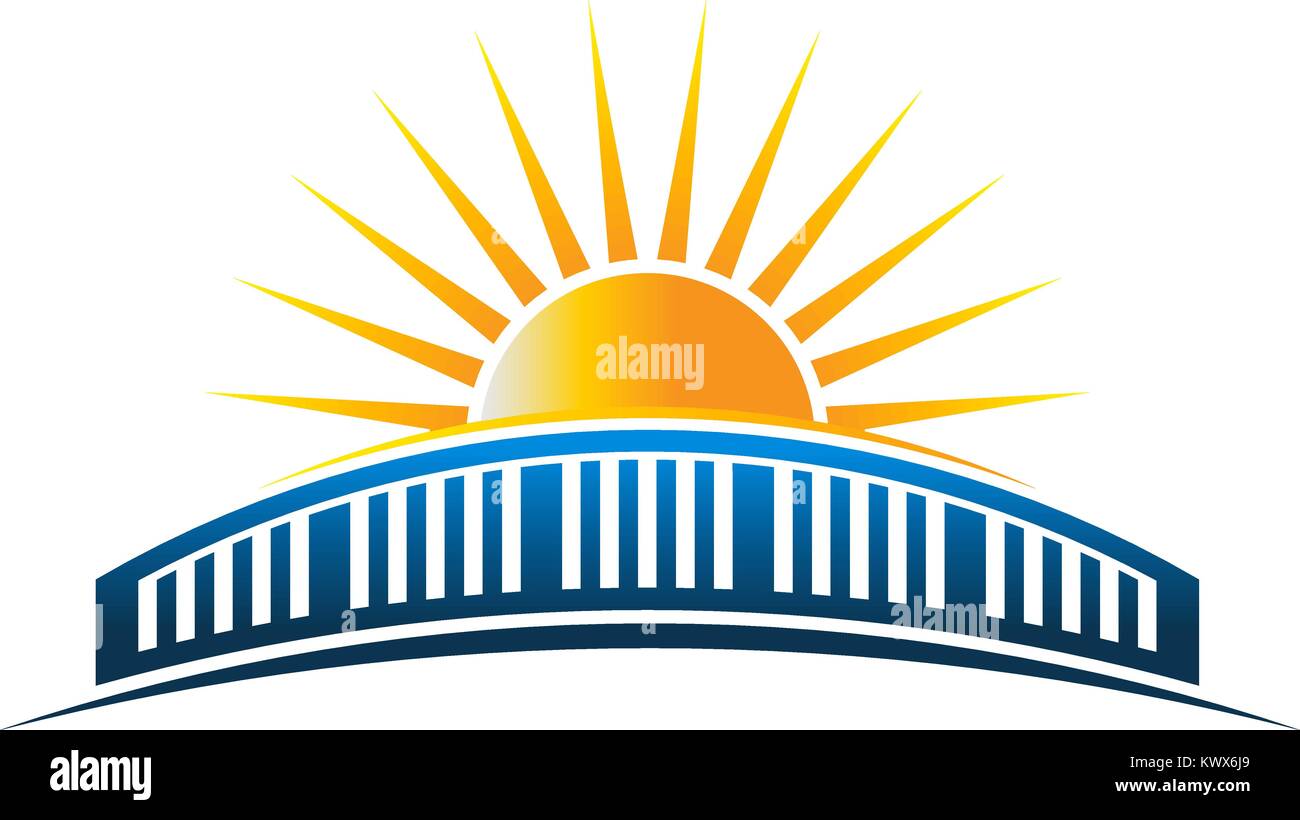Sun Over Bridge Horizon Vector Illustration Stock Vector Image & Art ...