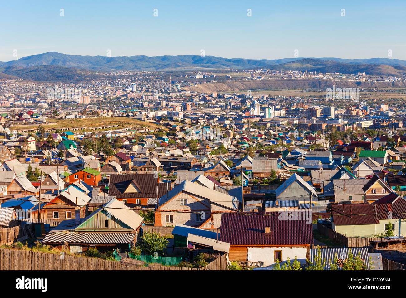 Ulan-Ude aerial panoramic view. Ulan-Ude is the capital city of the ...