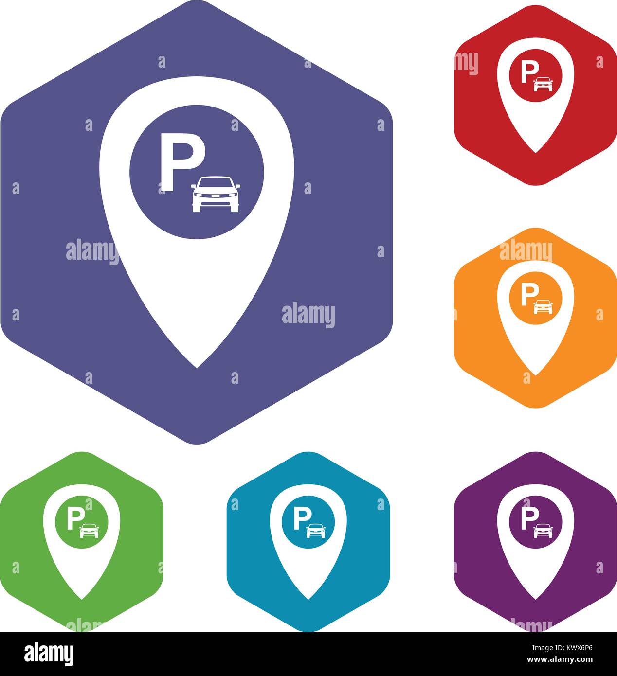 Map pointer with car parking icons set rhombus in different colors ...