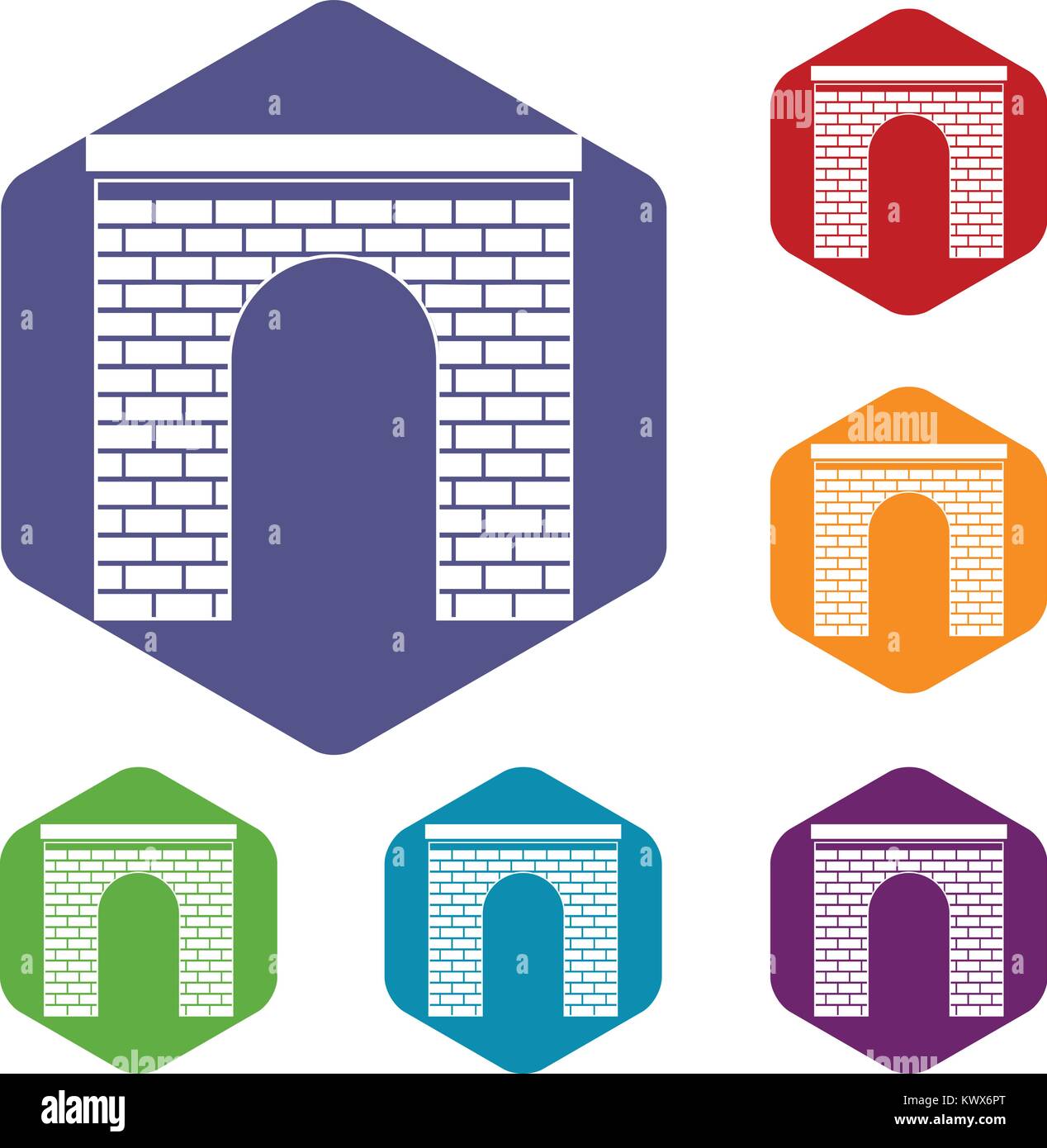 Arch icons set rhombus in different colors isolated on white background ...