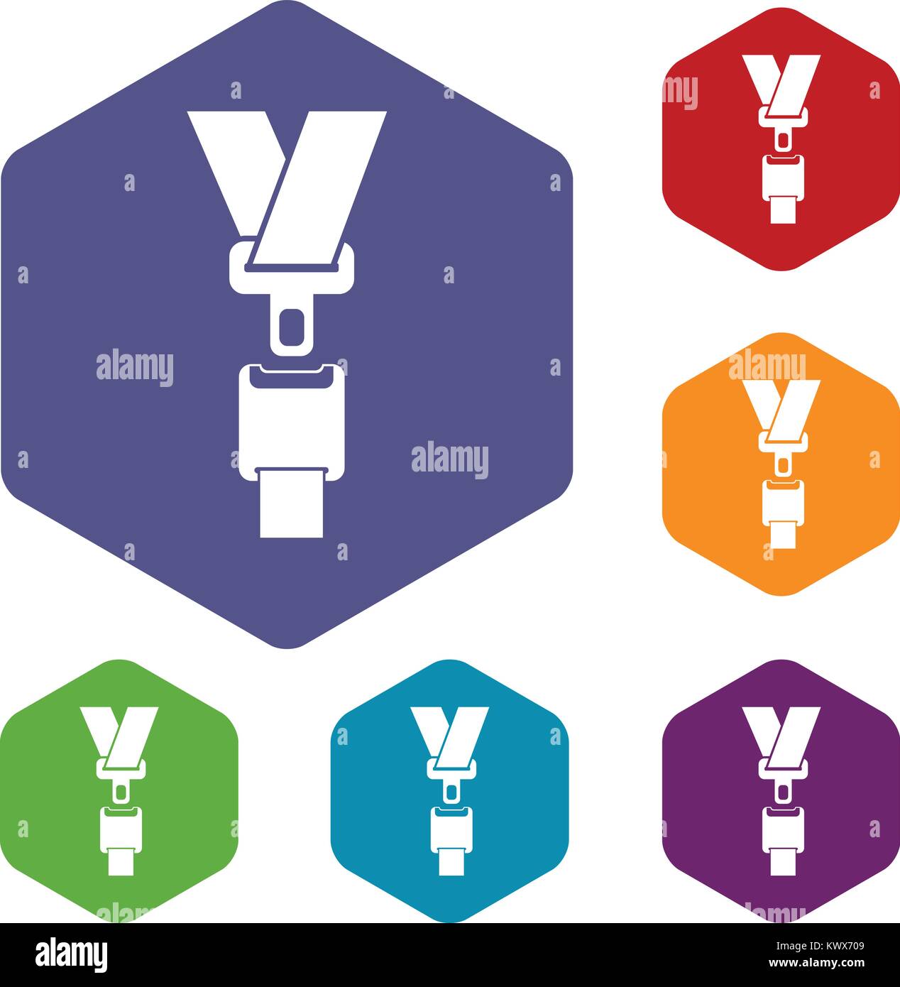 Safety belt icons set rhombus in different colors isolated on white ...