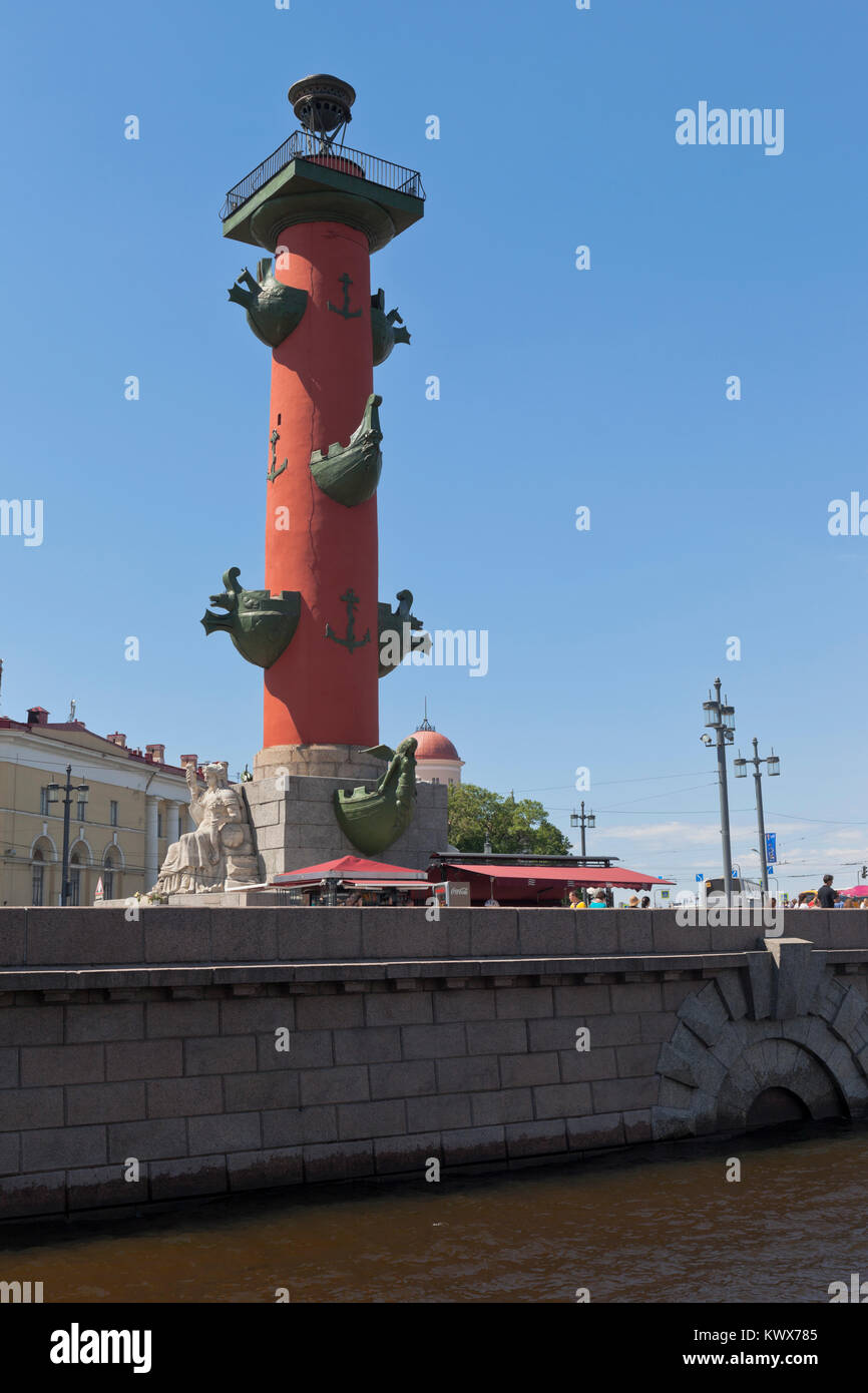 St. Petersburg, Russia - June 17, 2017: Rostral column on the arrow of ...