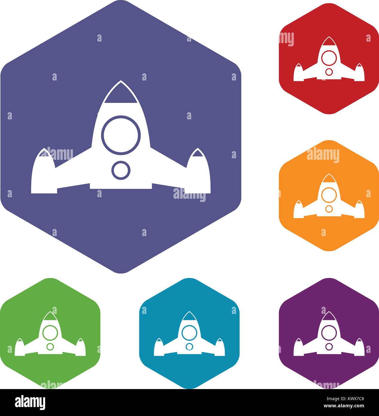 Rocket icons set rhombus in different colors isolated on white ...