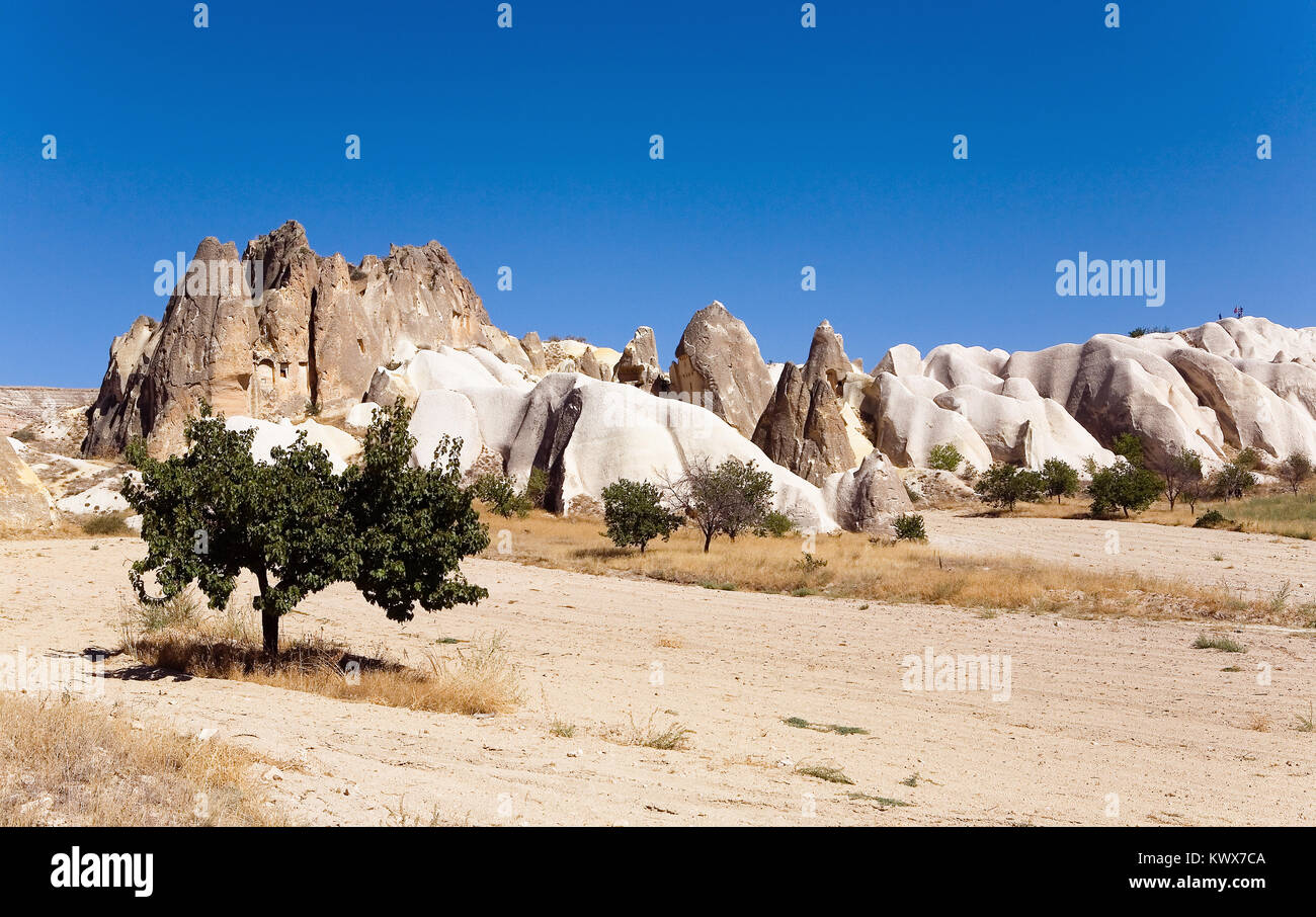 Unusual mountain cloudless landscape of Cappadocia. Turkey Stock Photo ...