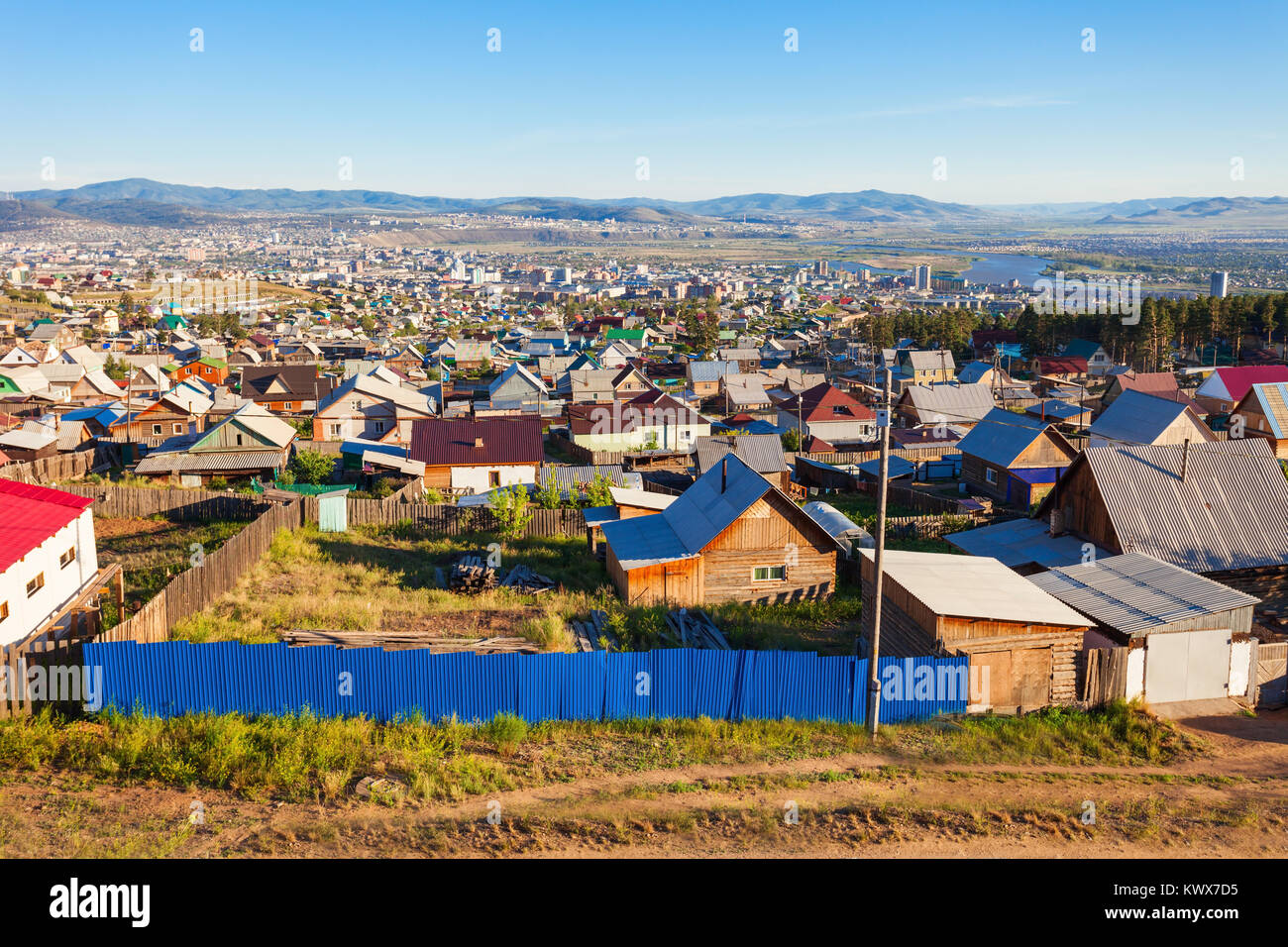 Ulan-Ude aerial panoramic view. Ulan-Ude is the capital city of the ...