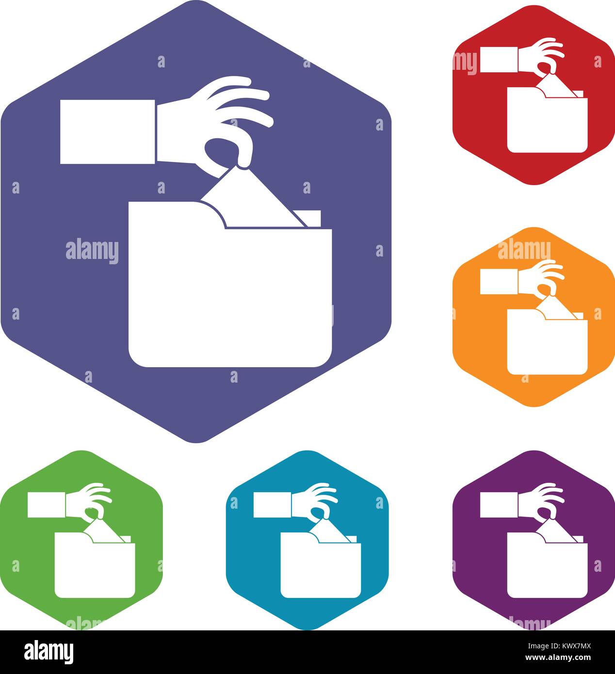 Robbery secret data in folder icons set rhombus in different colors ...