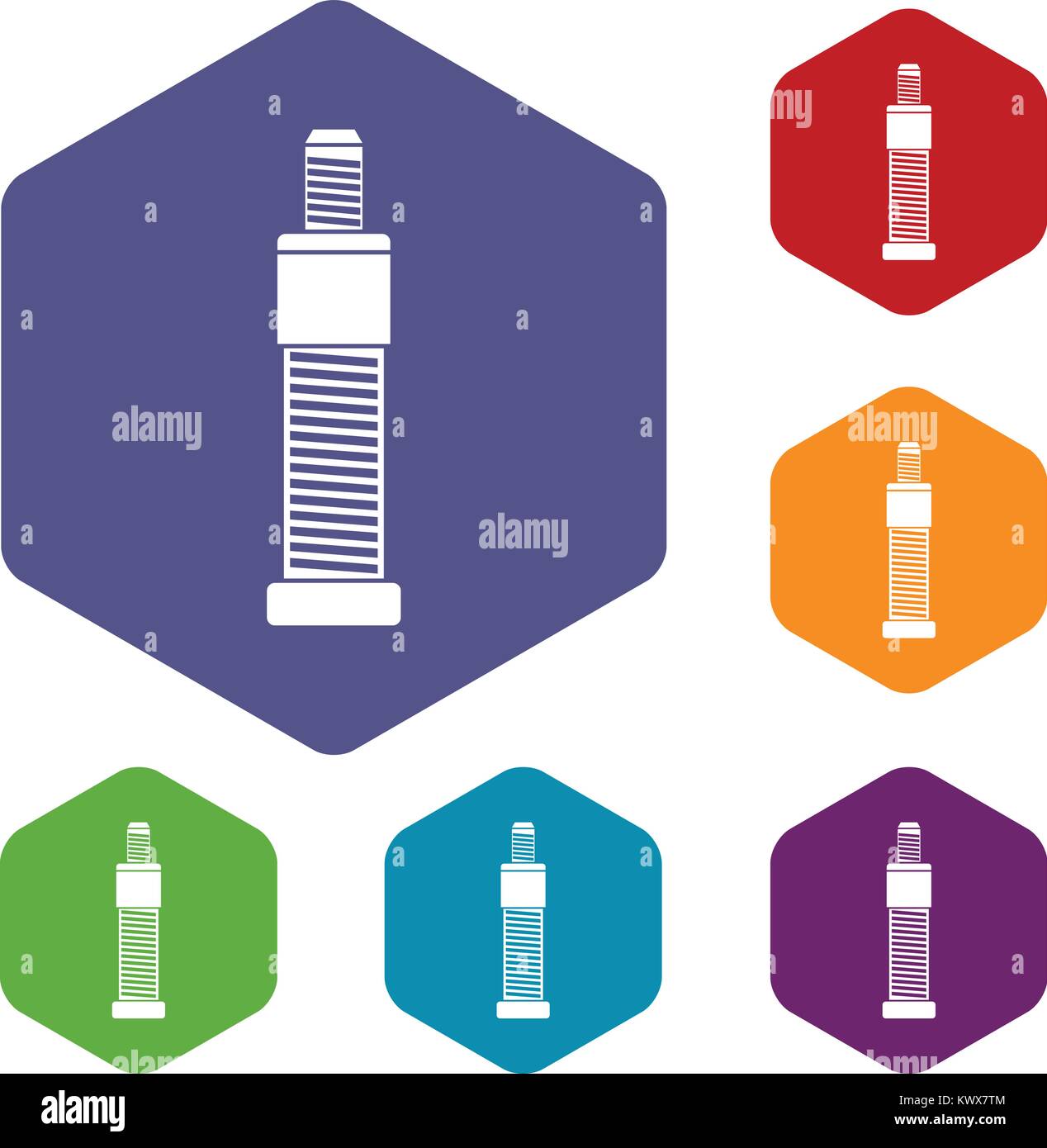 Screw and bolt icons set rhombus in different colors isolated on white ...