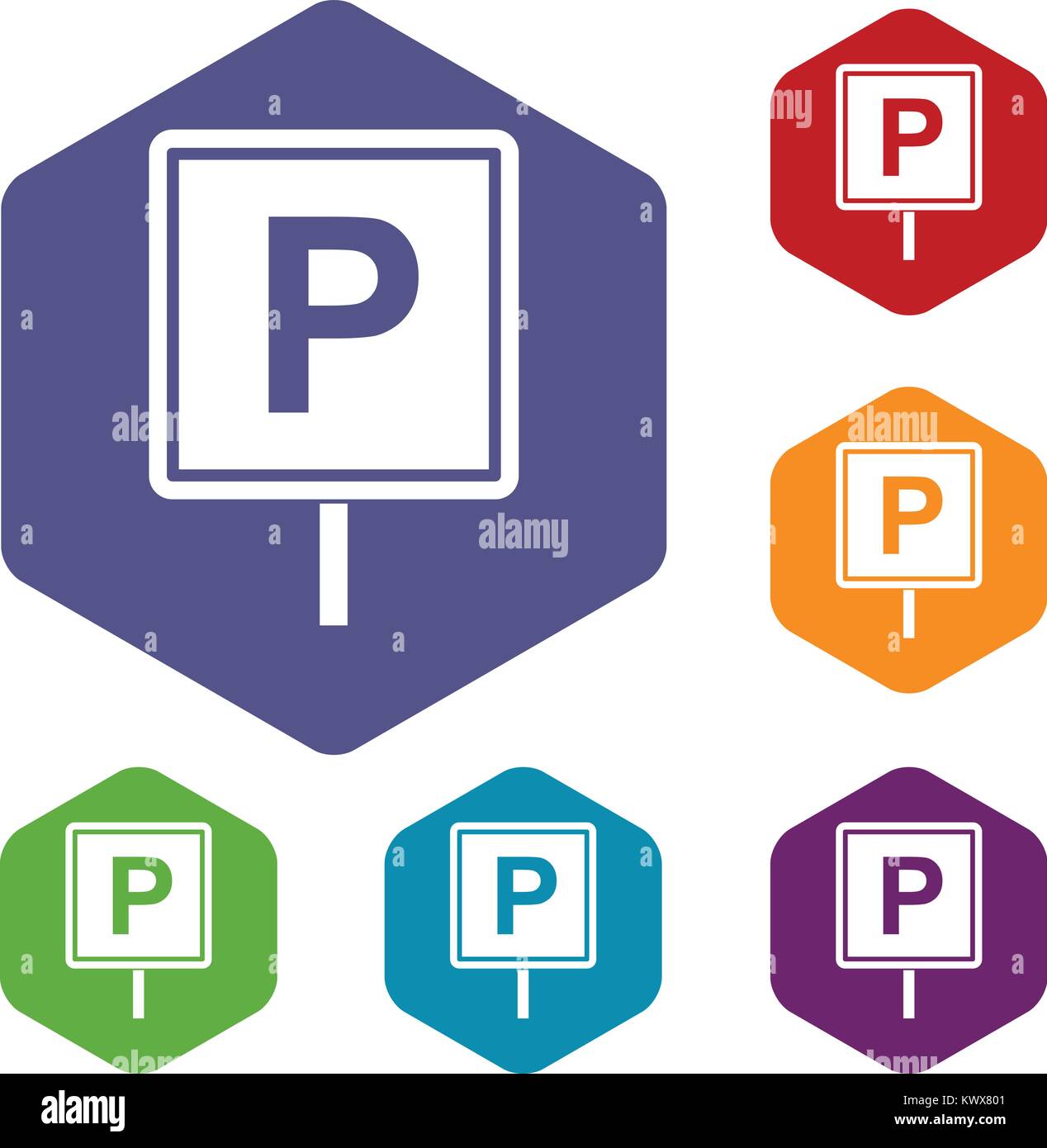 Parking sign icons set rhombus in different colors isolated on white ...