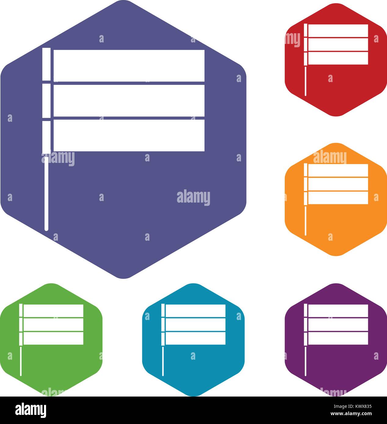 Flag icons set rhombus in different colors isolated on white background ...