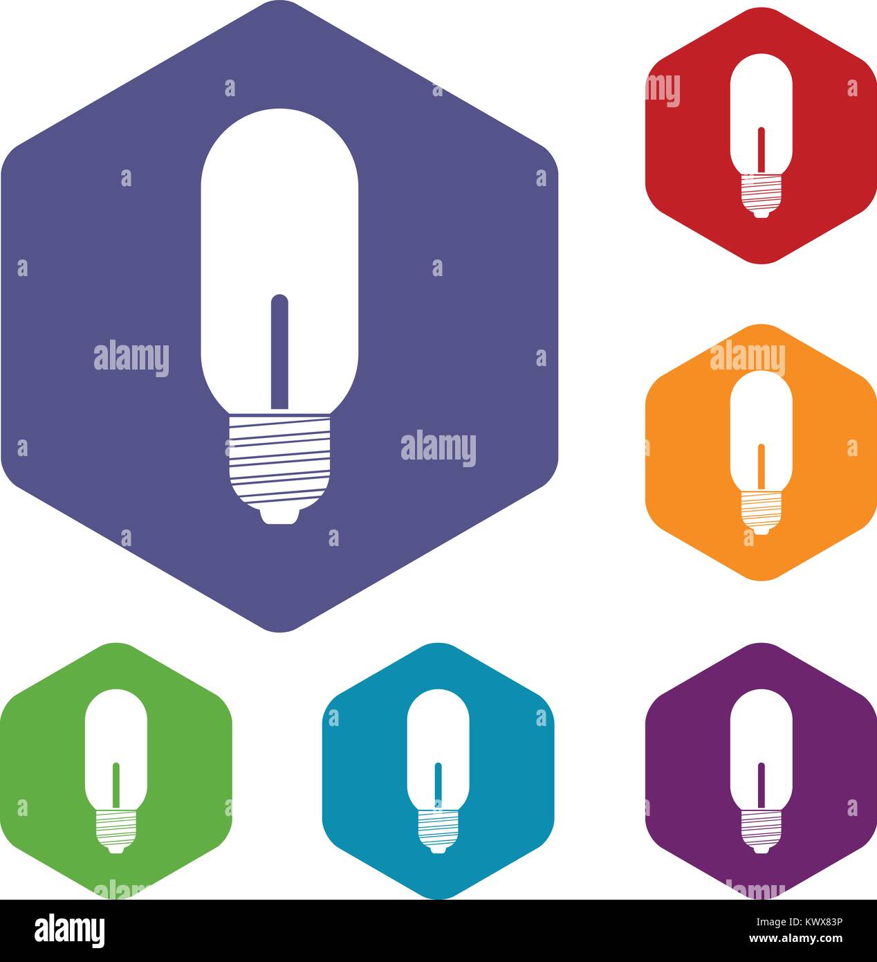 Light bulb icons set rhombus in different colors isolated on white ...