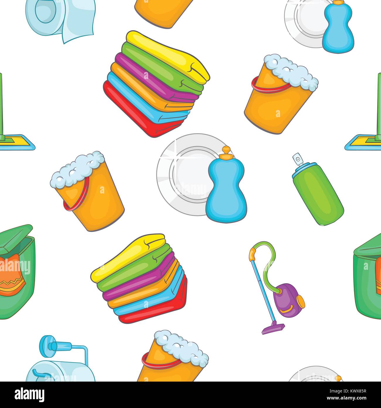 Cleaning pattern. Cartoon illustration of cleaning vector pattern for ...
