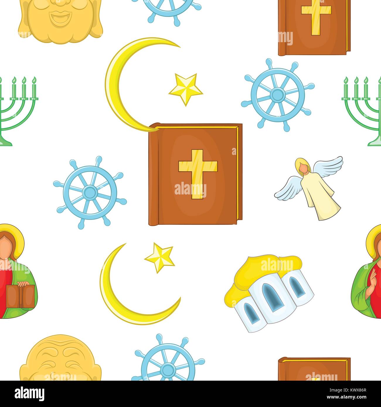Beliefs pattern. Cartoon illustration of beliefs vector pattern for web ...
