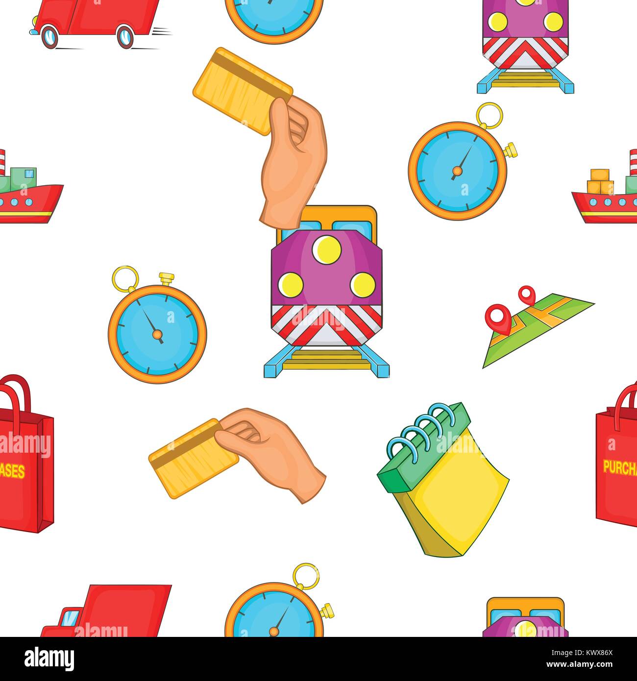 Shipping pattern. Cartoon illustration of shipping vector pattern for ...