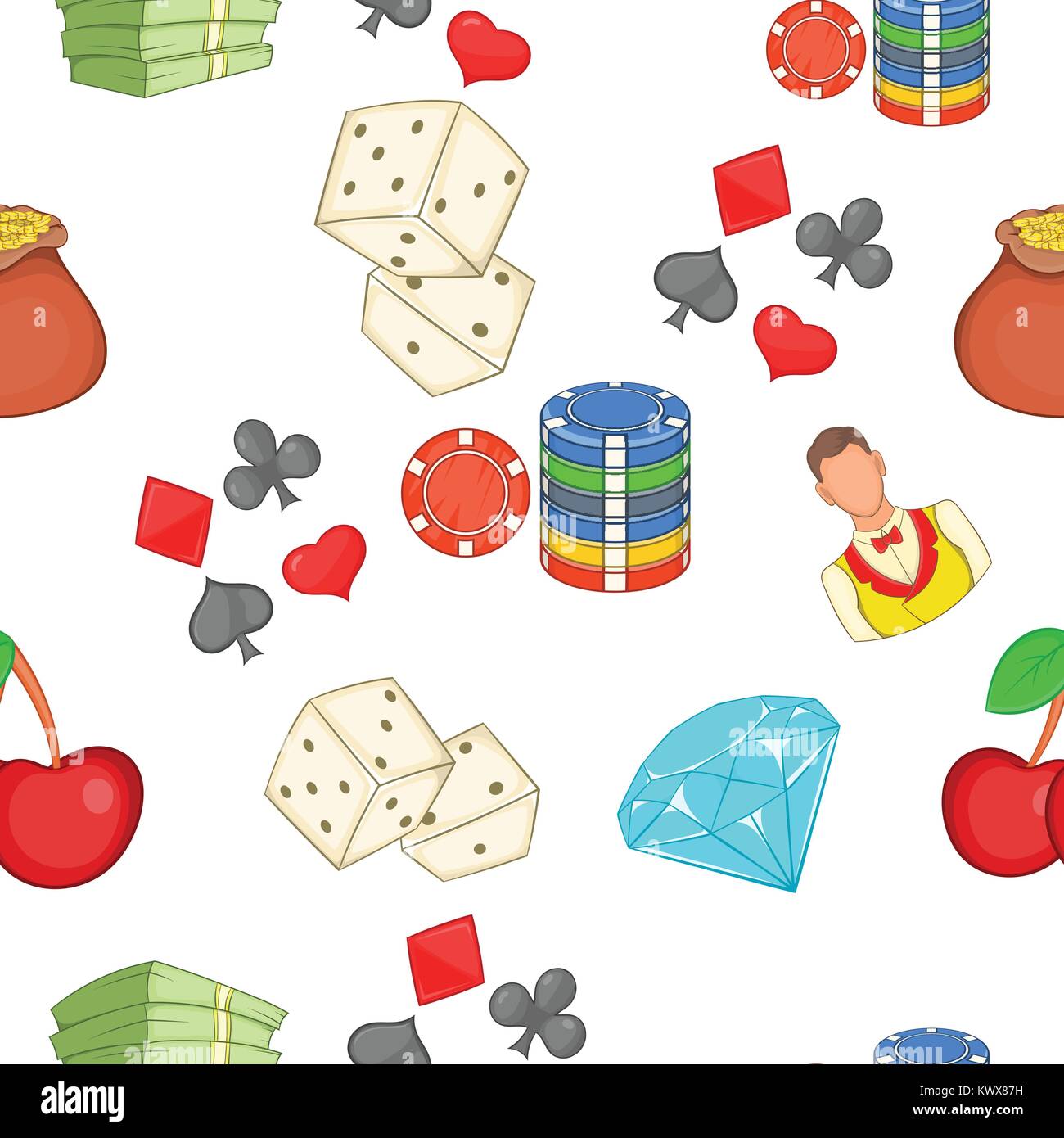 Casino pattern. Cartoon illustration of casino vector pattern for web ...