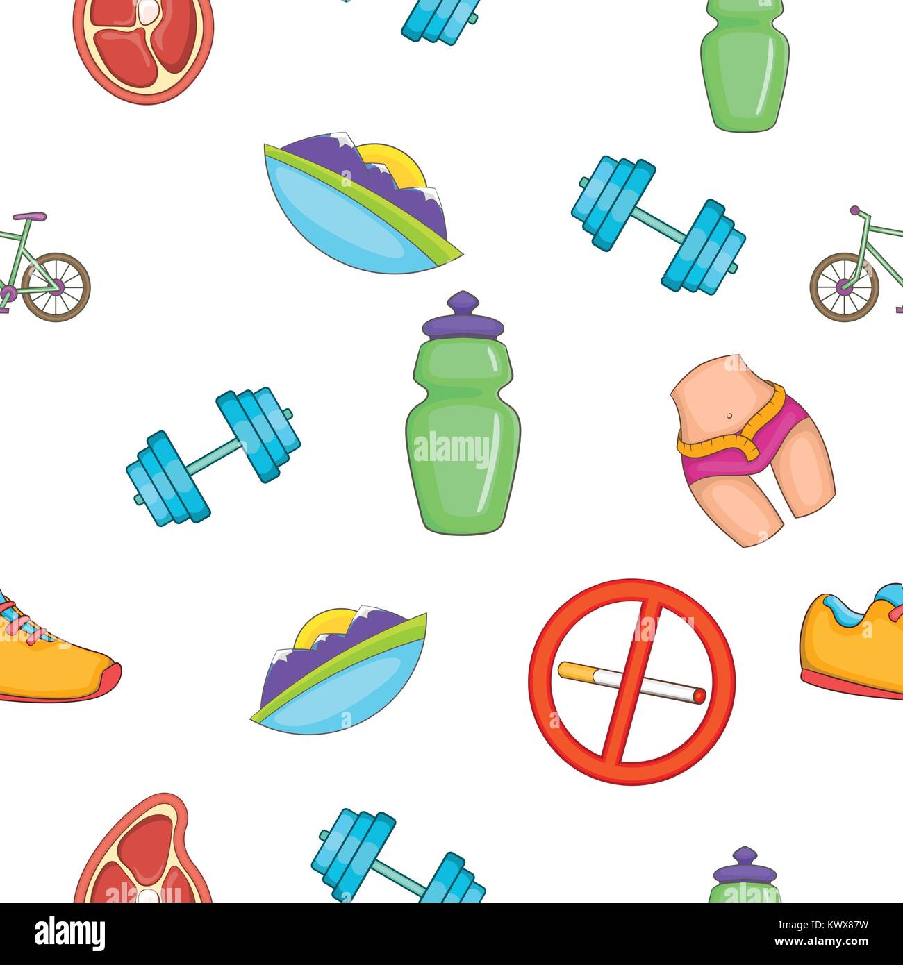Active lifestyle pattern. Cartoon illustration of active lifestyle ...