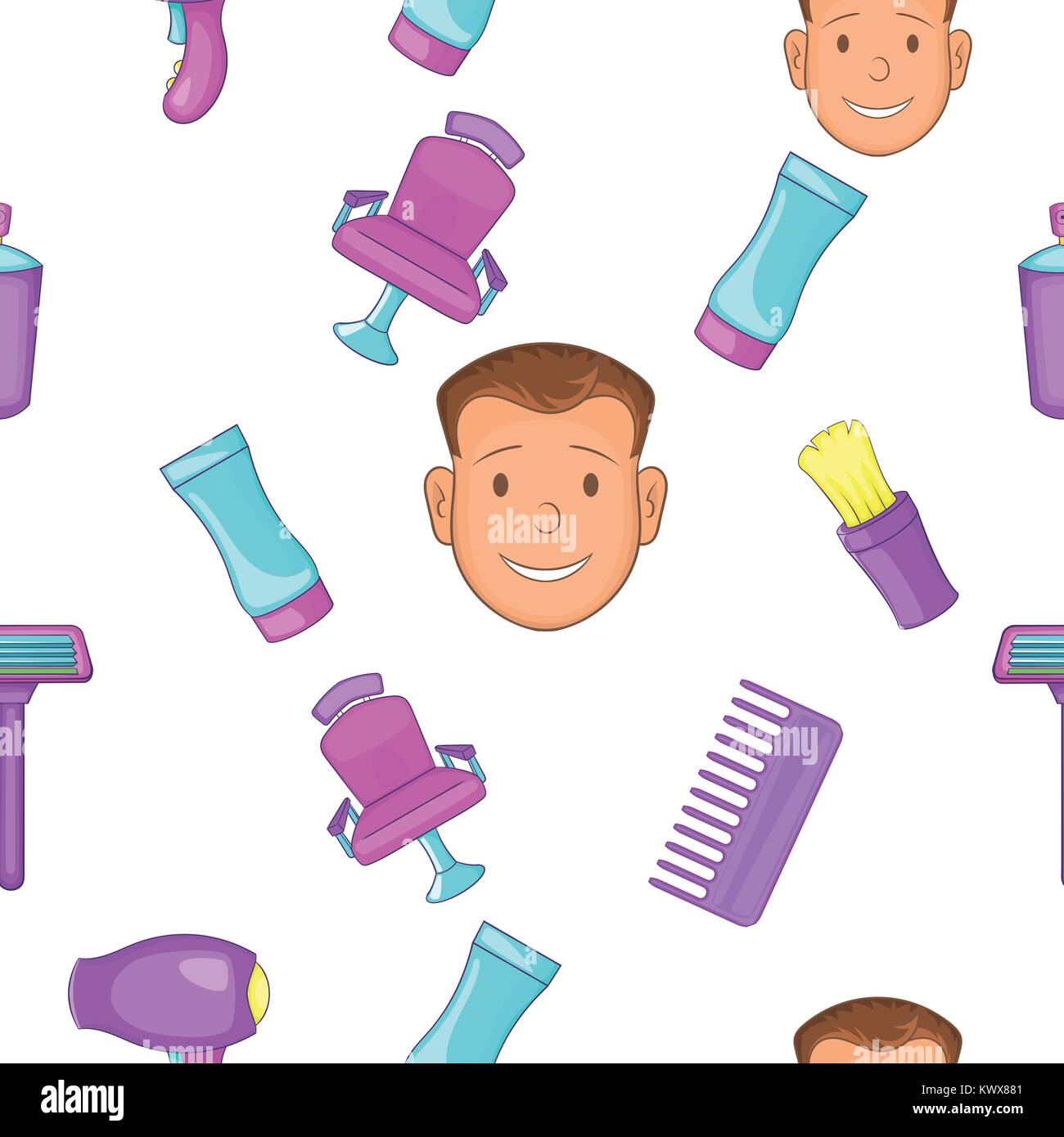 Hair cut pattern. Cartoon illustration of hair cut vector pattern for ...