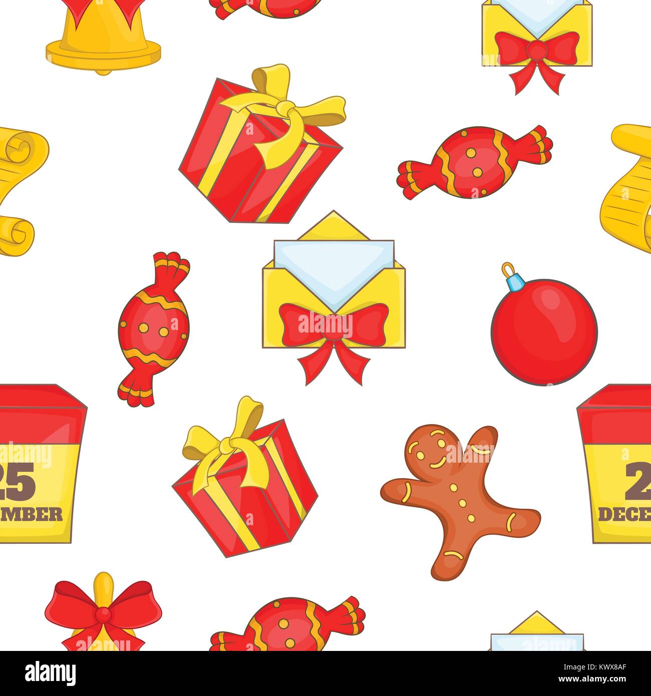 Christmas pattern. Cartoon illustration of christmas vector pattern for ...