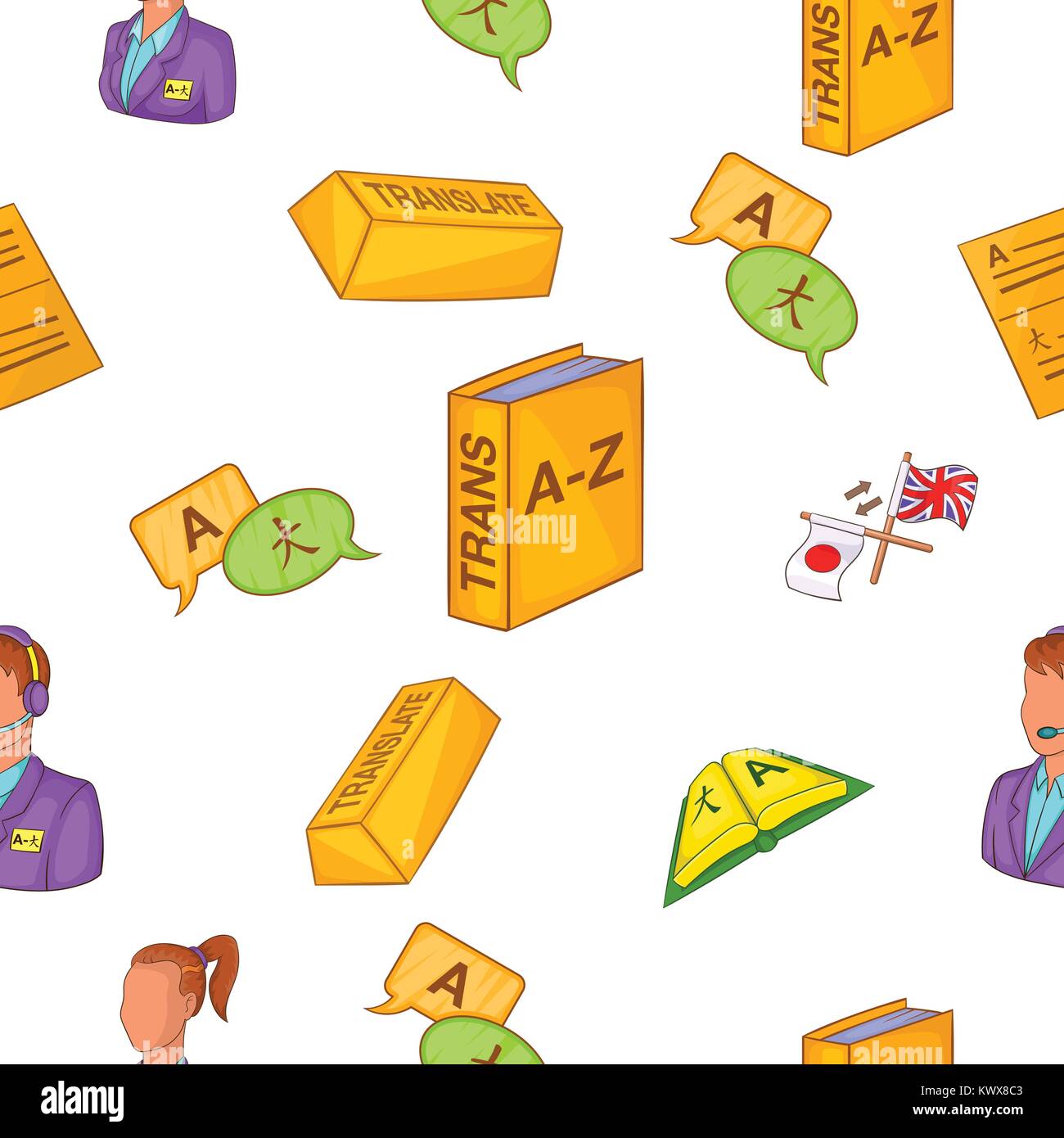 Translation pattern. Cartoon illustration of translation vector pattern ...