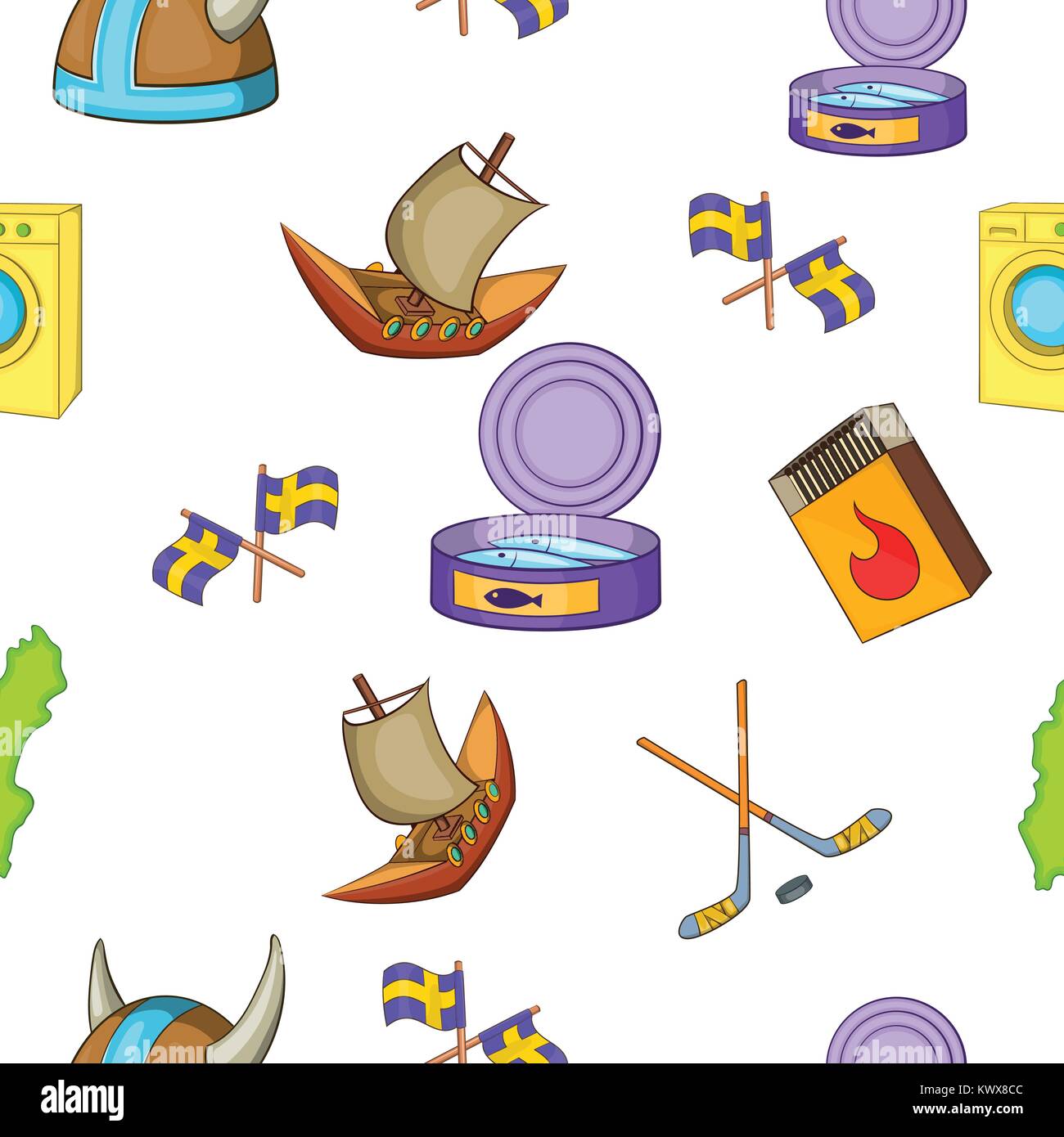 Sweden pattern. Cartoon illustration of Sweden vector pattern for web ...