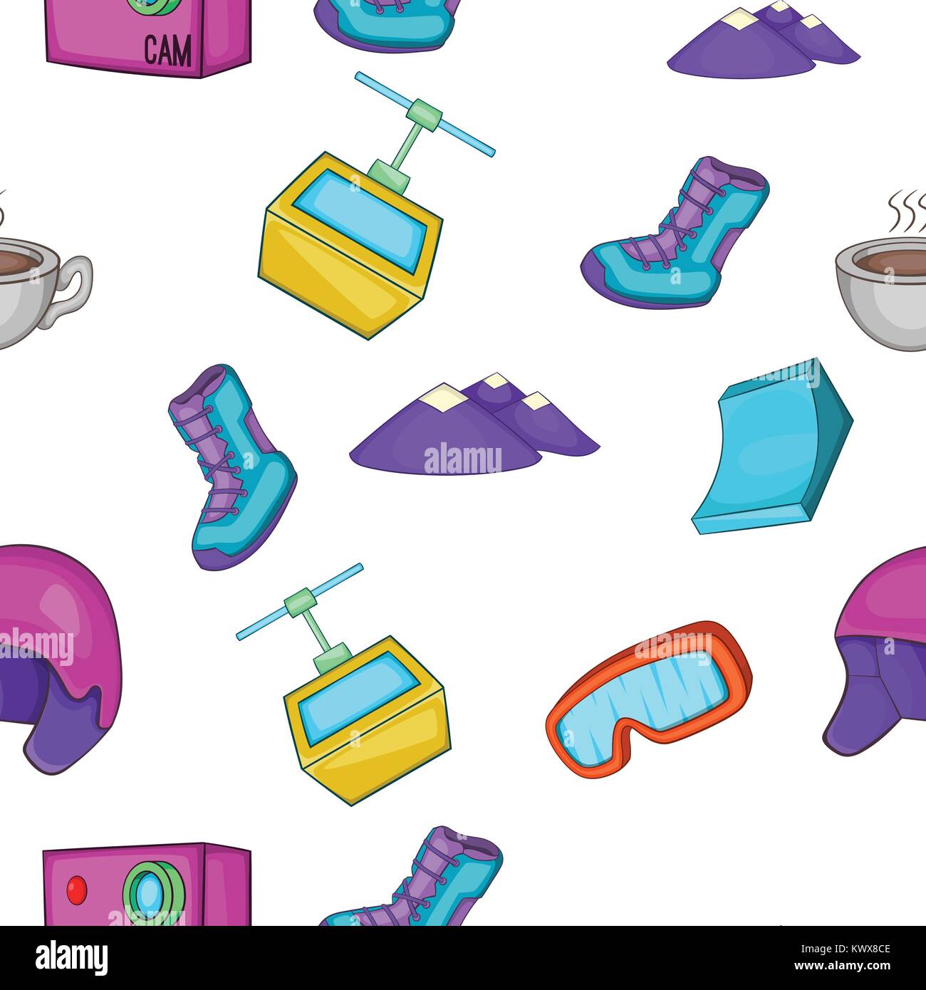 Snowboard pattern. Cartoon illustration of snowboard vector pattern for ...